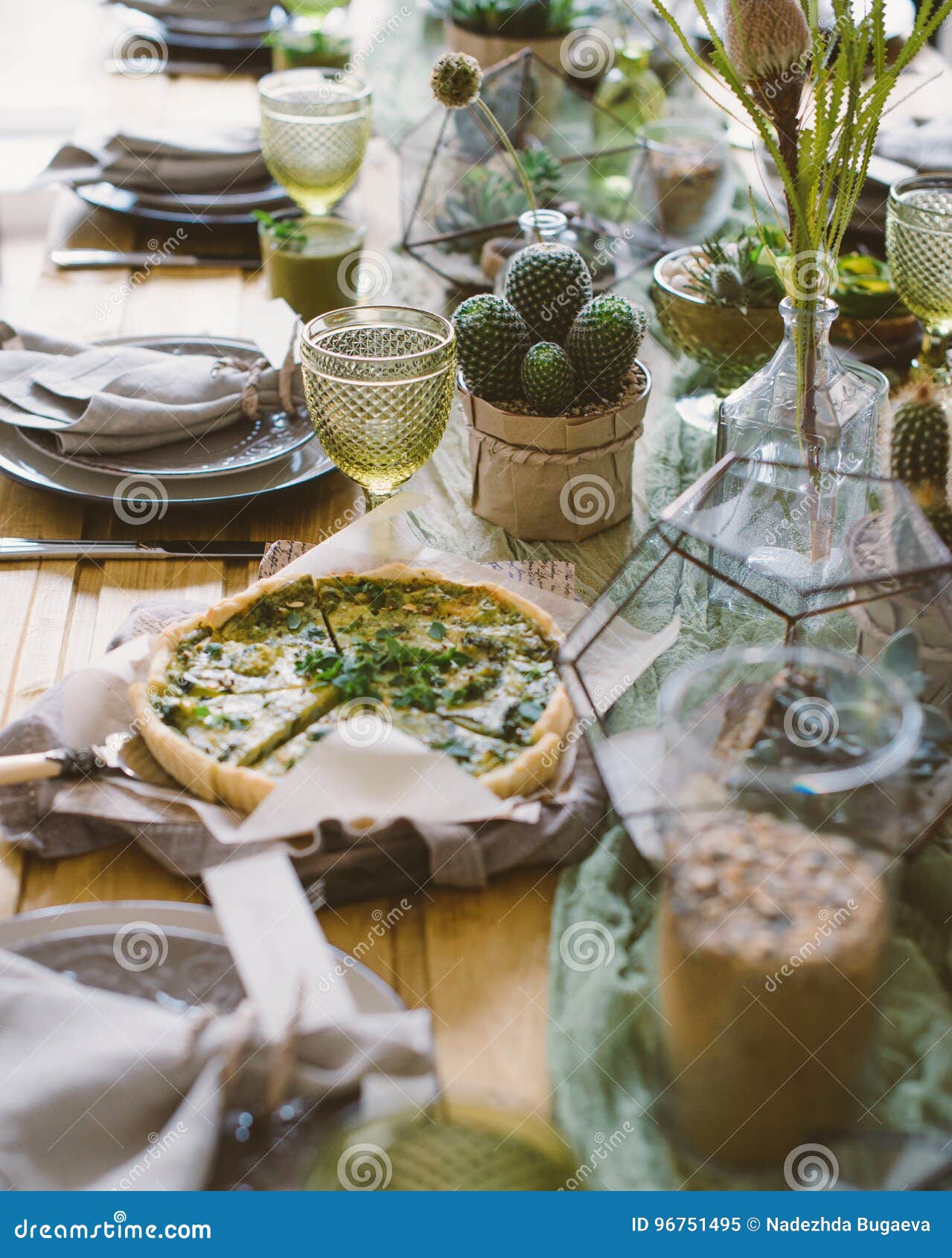 Vegetarian Pie on the Rustic Serving Table Stock Image - Image of ...
