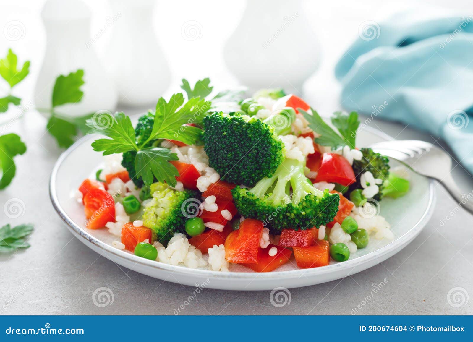 Vegetarian Risotto, Rice with Vegetables Stock Photo - Image of plate ...