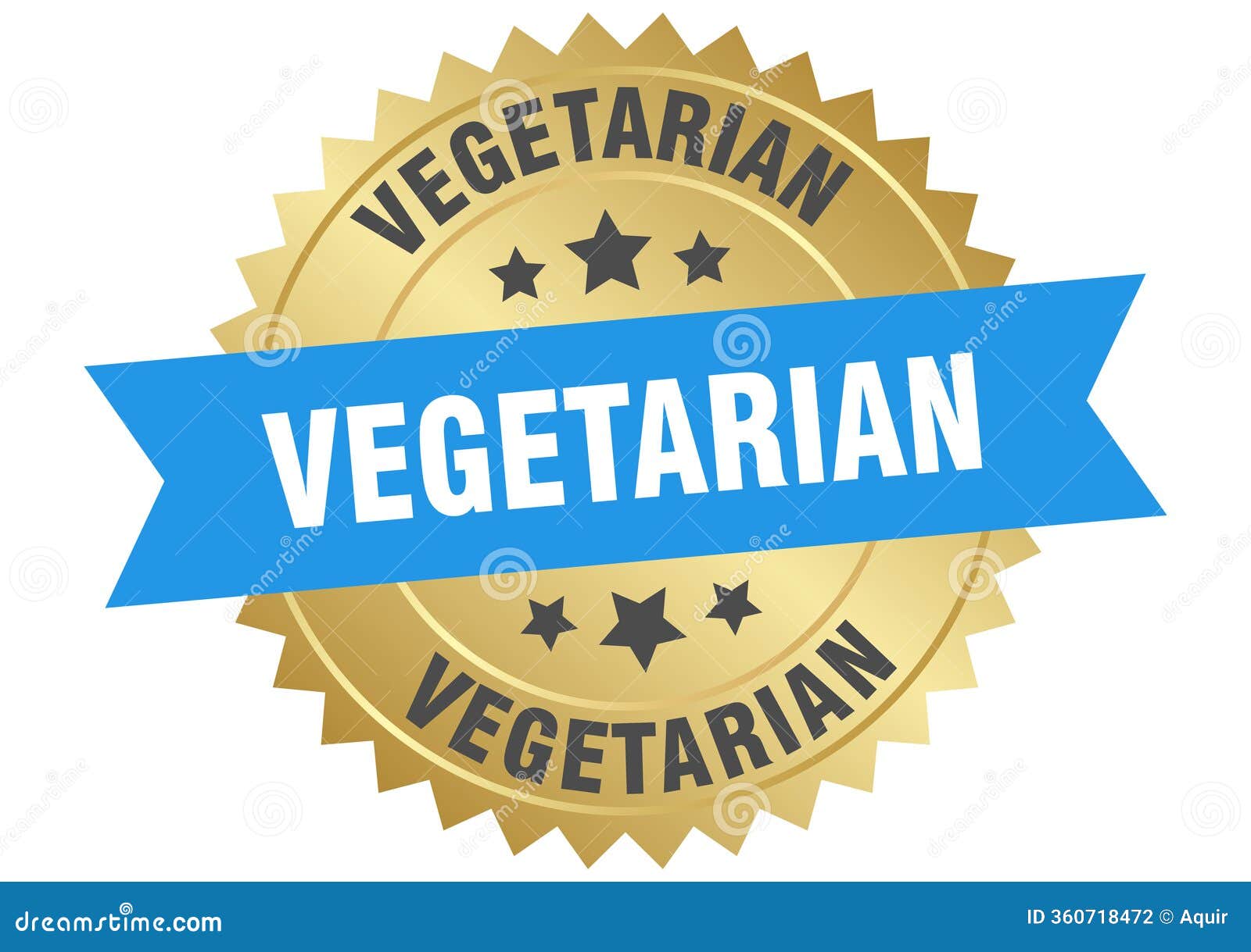 Vegetarian. Vegetarian Round Blue and Gold Label Isolated on ...