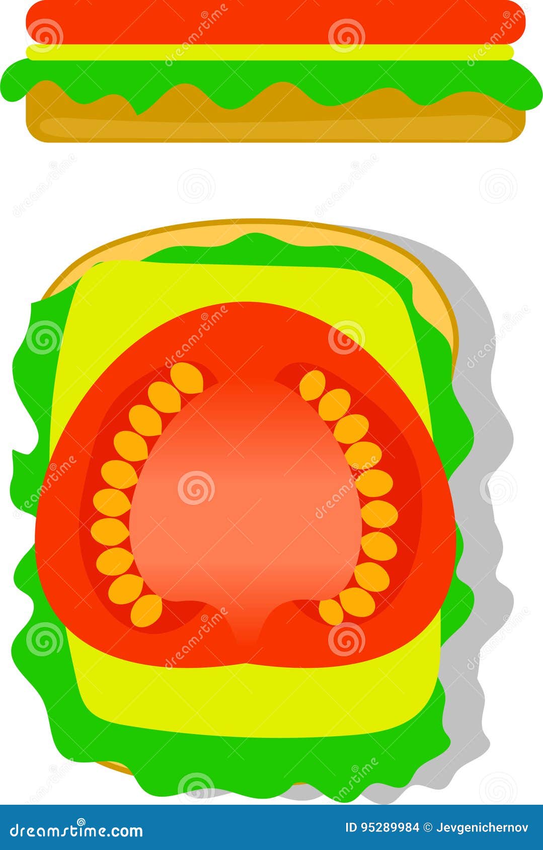 Vegetarian Sandwich with Cheese Top and Side View Stock Vector ...