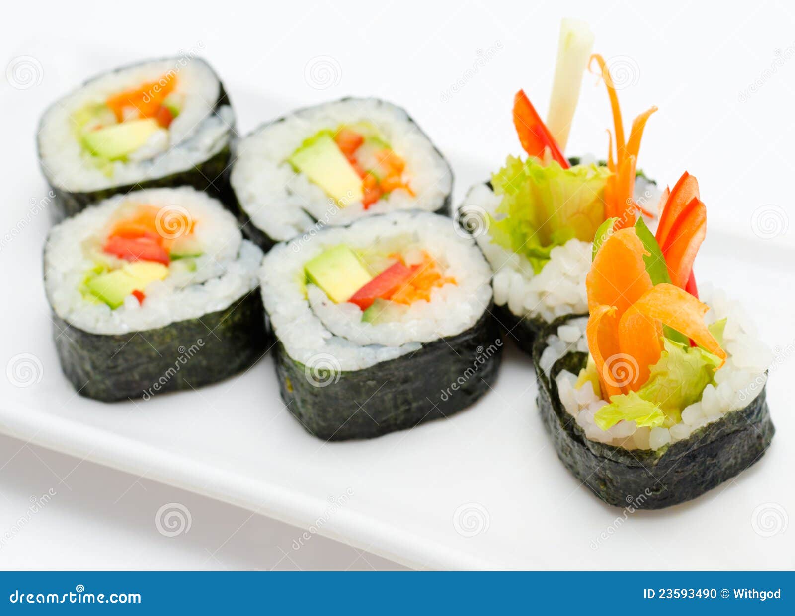 Vegetarian sushi rolls stock photo. Image of lunch, delicacy - 23593490