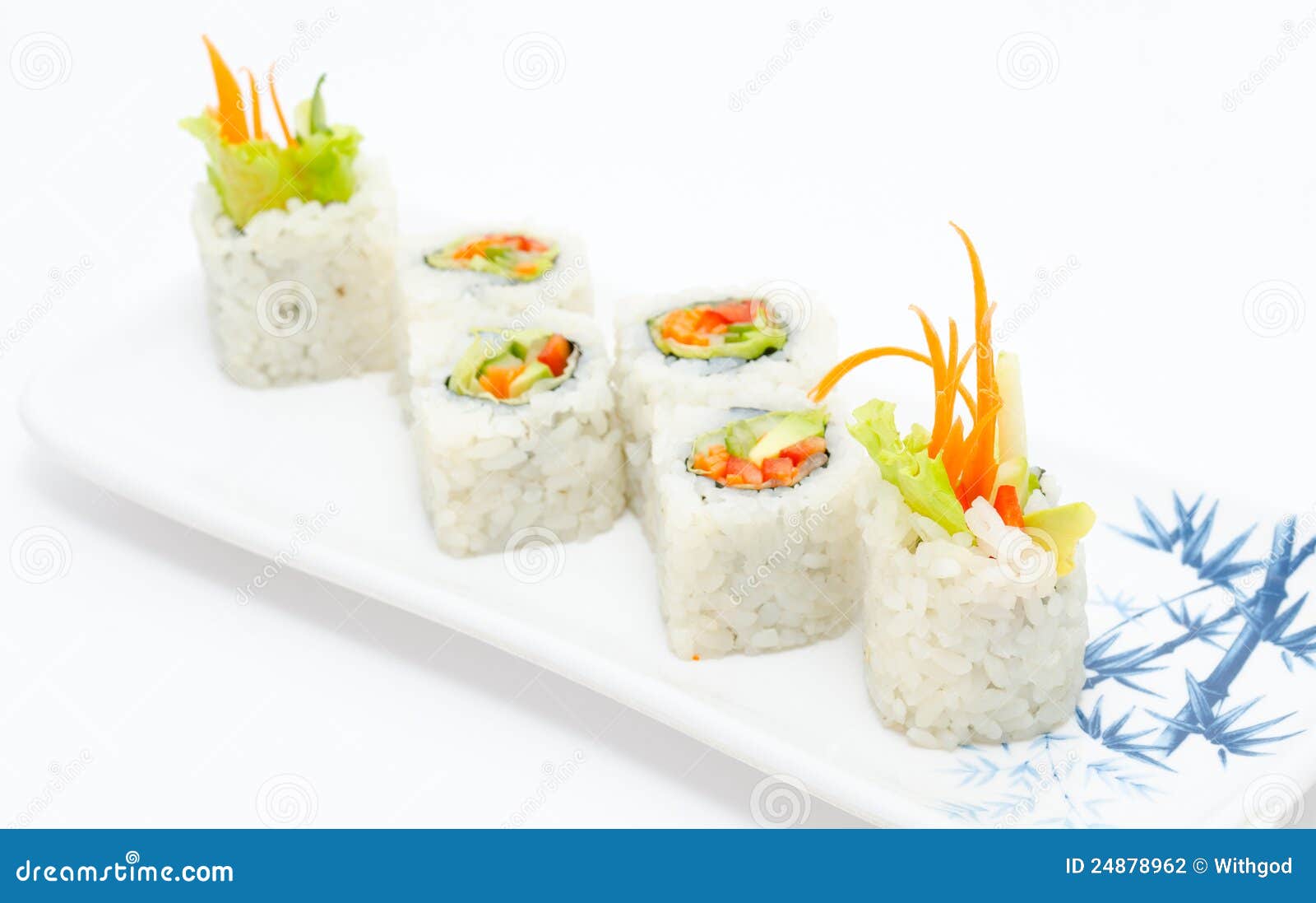 Vegetarian sushi rolls stock photo. Image of indoors - 24878962