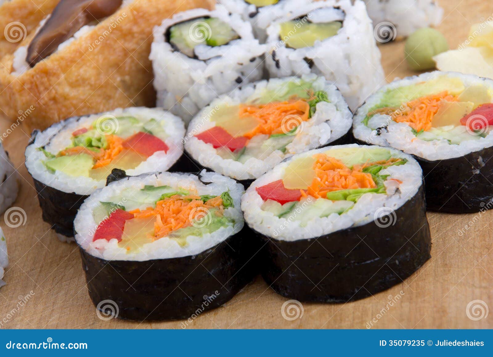 Vegetarian sushi stock image. Image of edible, mushroom - 35079235