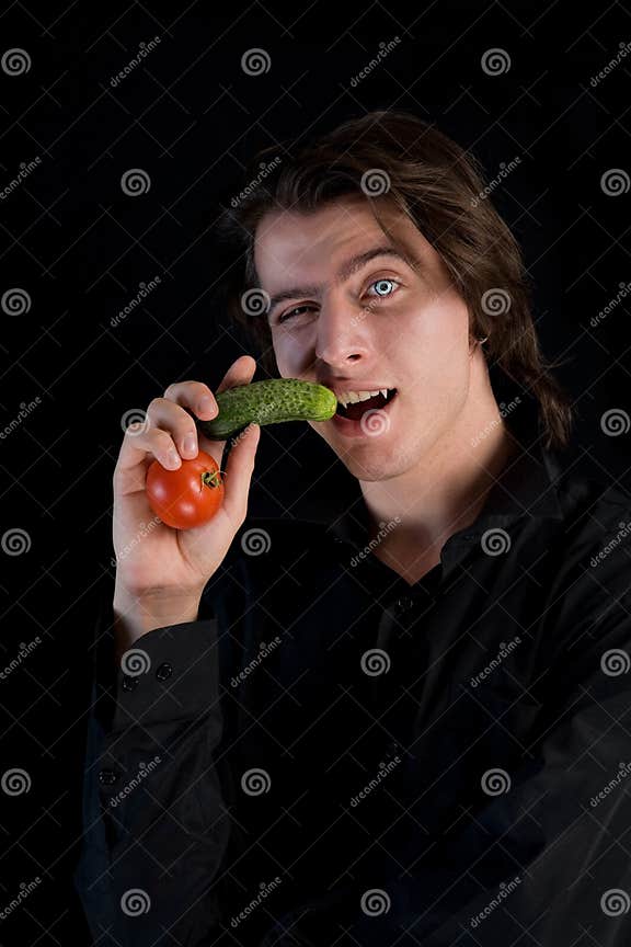Vegetarian Vampire with Vegetables Stock Image - Image of black, blue ...