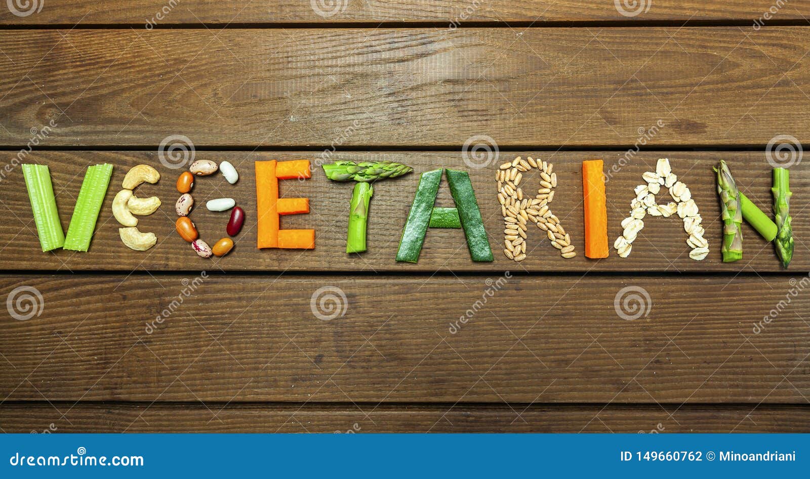 Vegetarian Word on Wood Background Stock Photo - Image of health ...