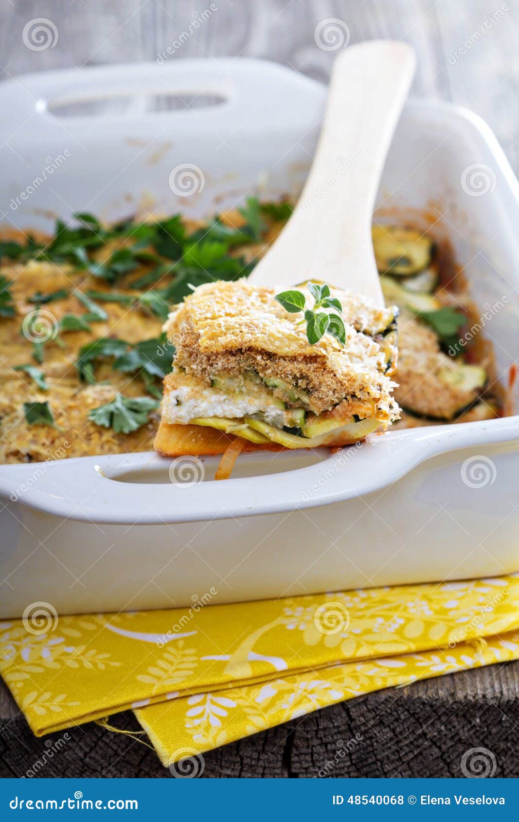 Vegetarian Zucchini and Ricotta Bake Stock Photo - Image of casserole ...