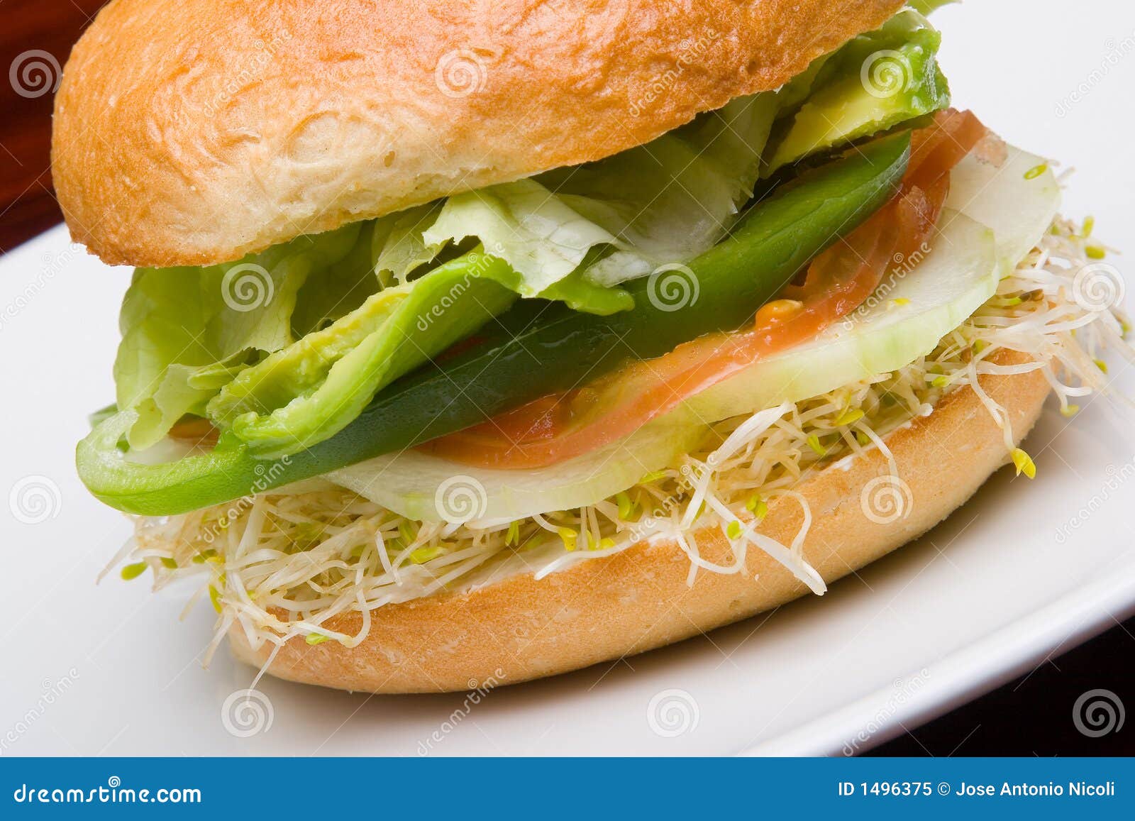 Vegetarisch broodje stock afbeelding. Image of verrukking - 1496375