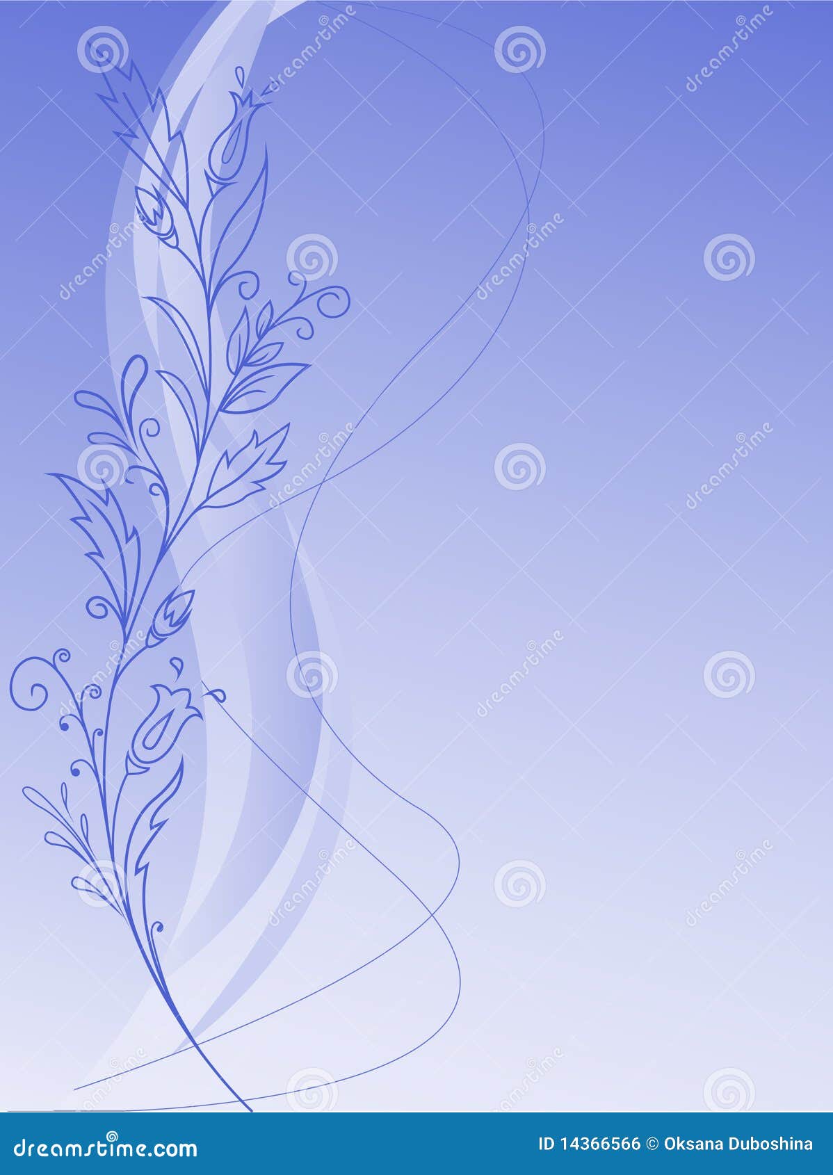 Vegetation Pattern on a Blue Background Stock Vector - Illustration of ...