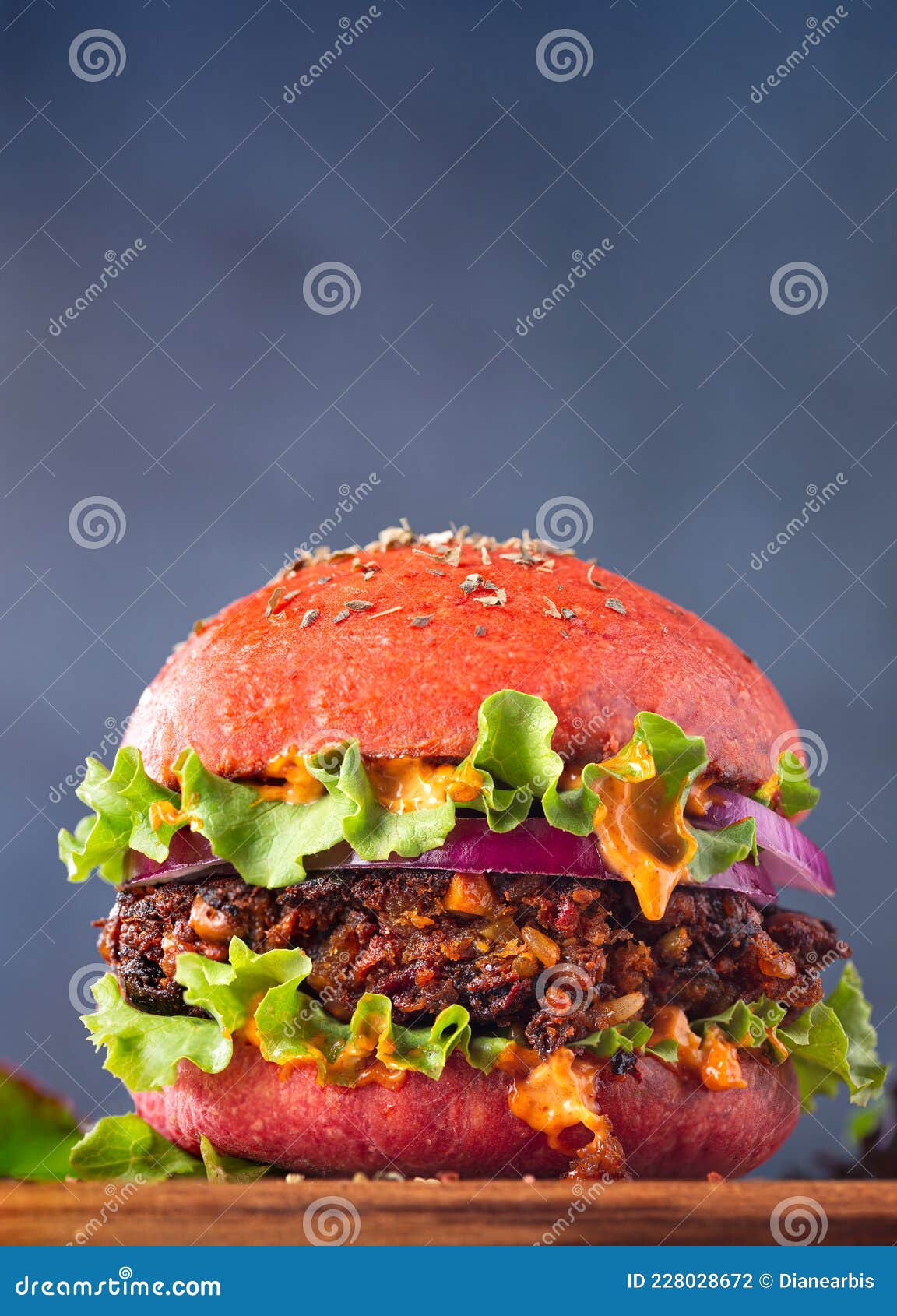 Veggie Burger on a Beet Bun Stock Photo - Image of copy, burger: 228028672