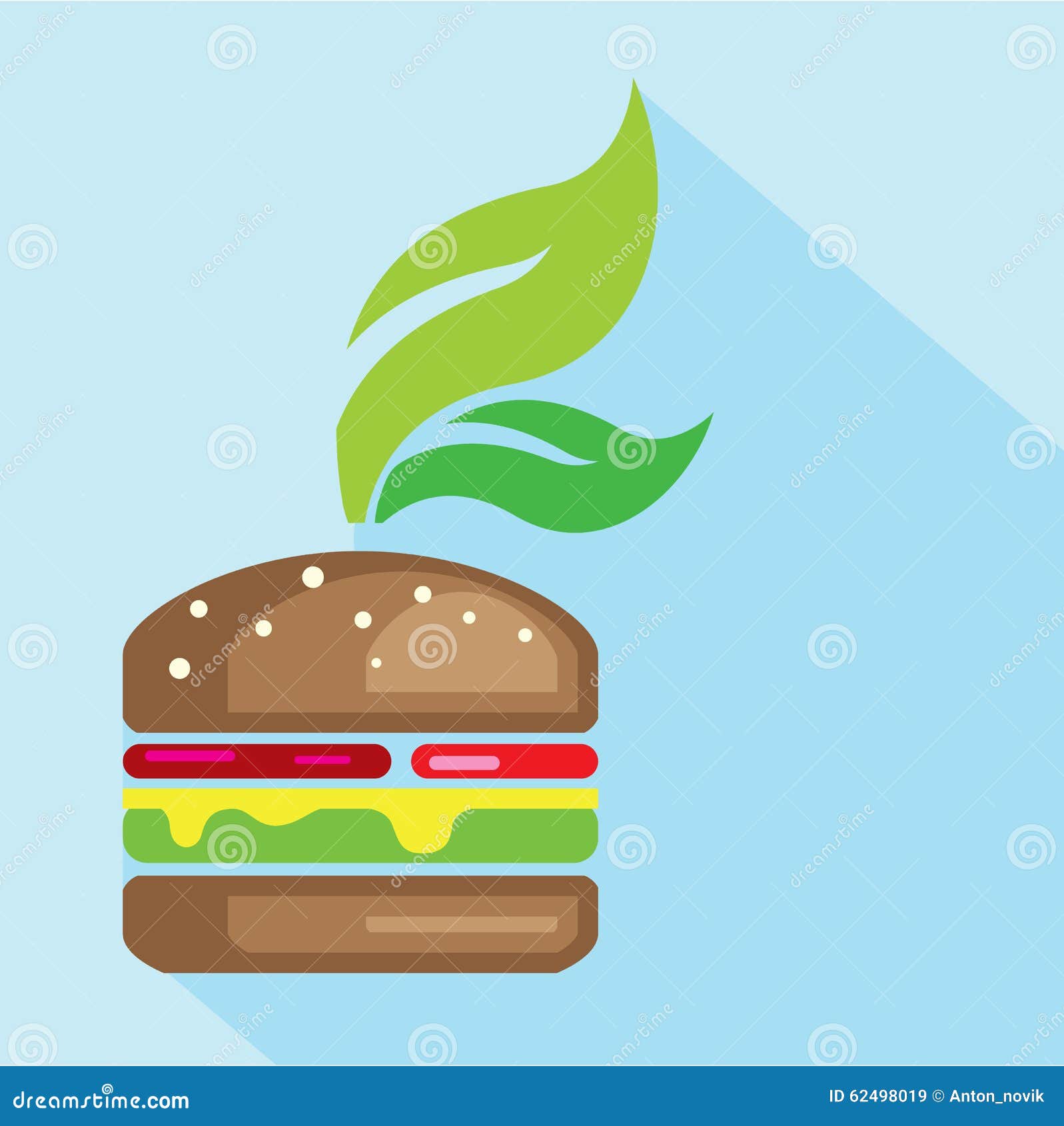 Veggie Burger Vector Art stock vector. Illustration of fastfood - 62498019