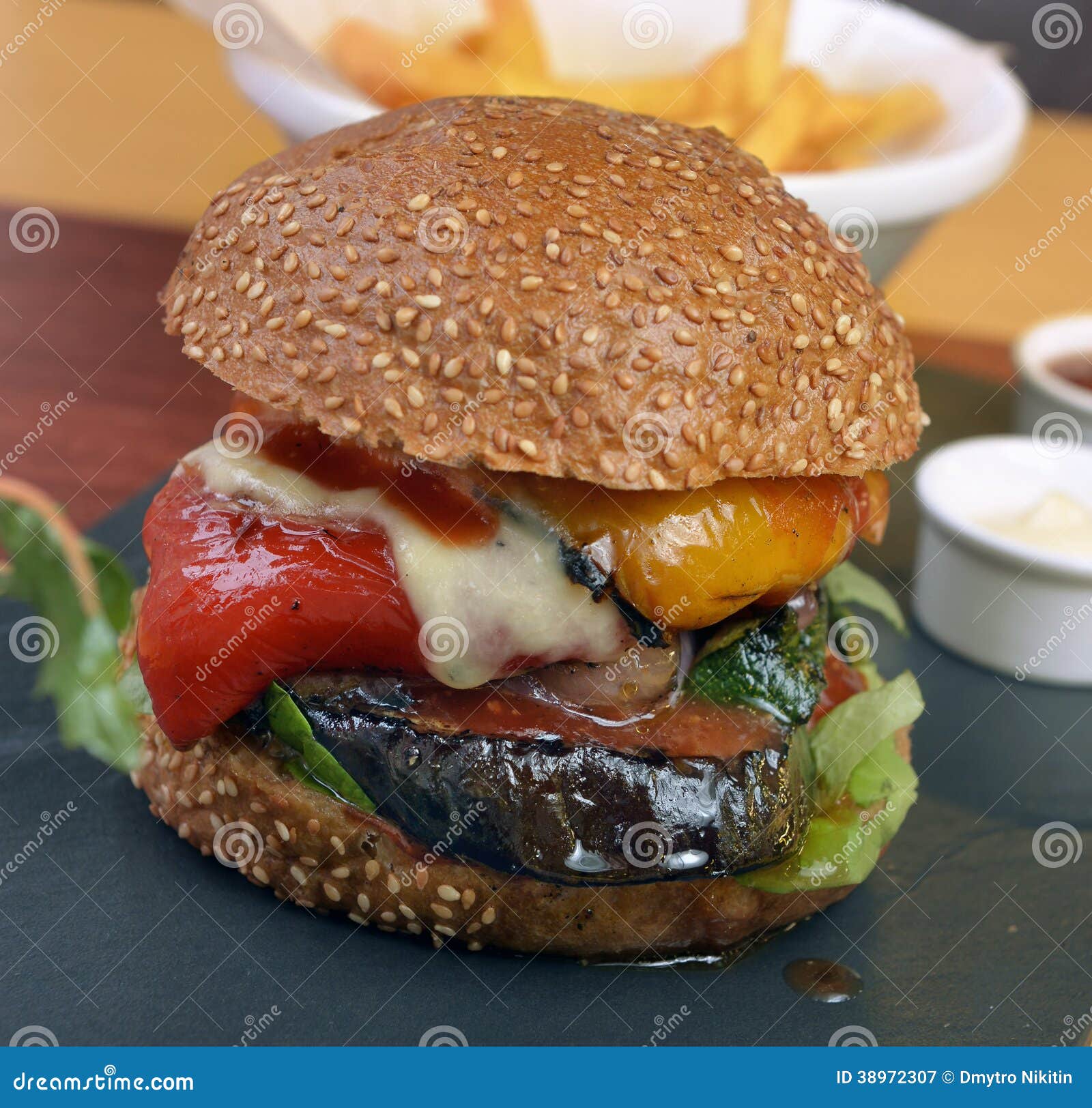 Veggie Burger with Vegetables Stock Image - Image of pepper, prepared ...