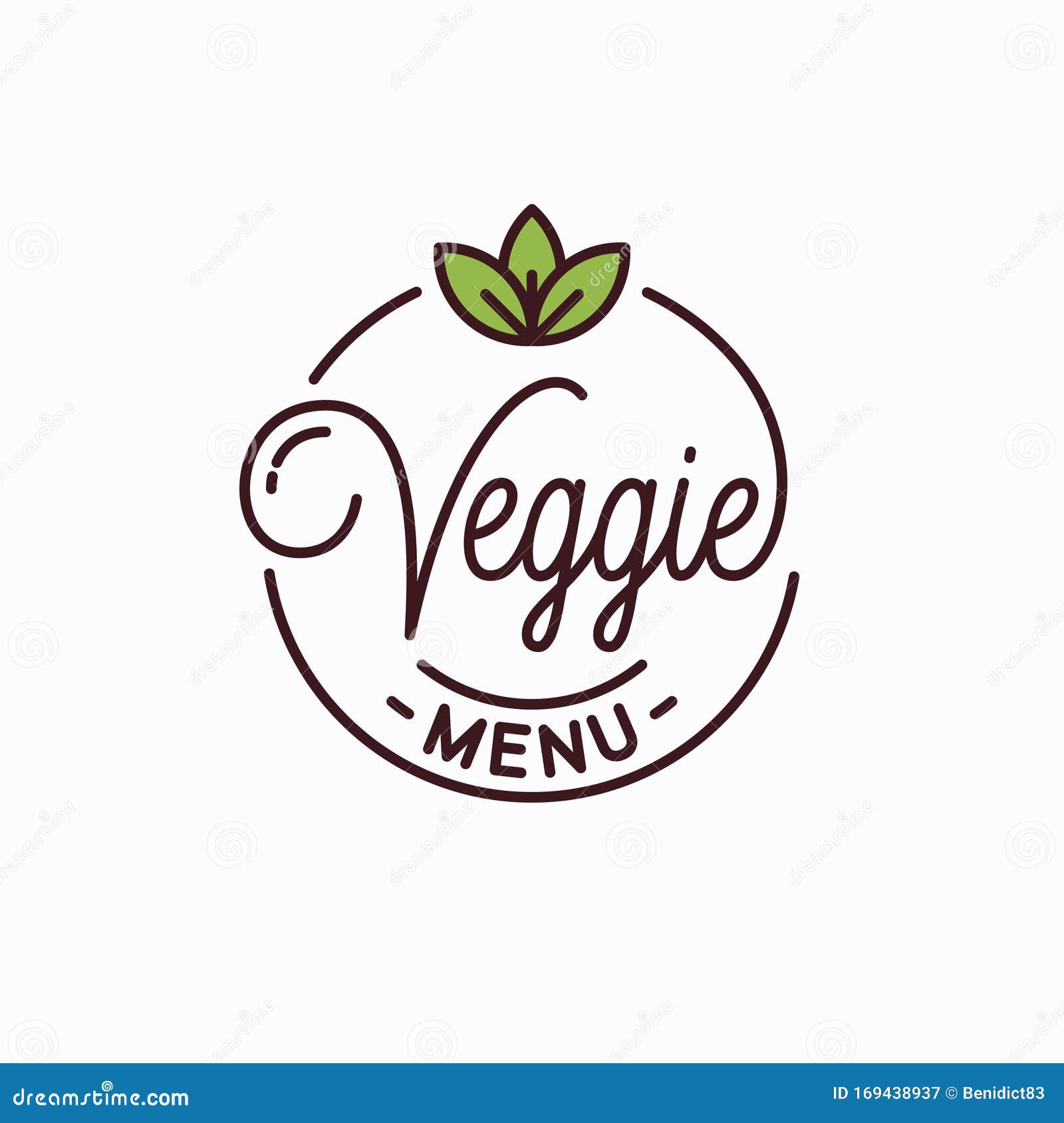 Veggie Menu Logo. Round Linear Logo of Vegan Meal Stock Vector ...