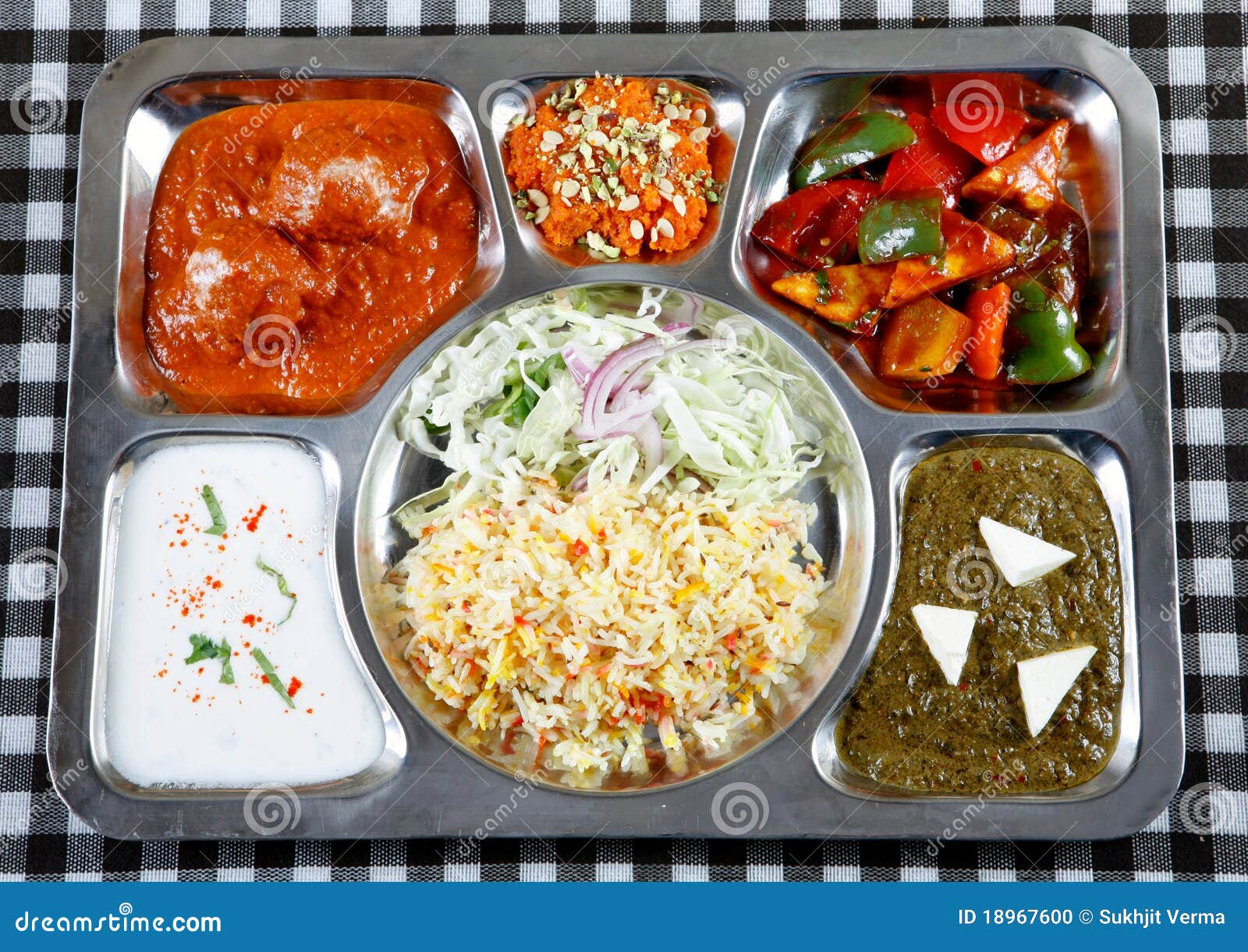 Veggie thali combo stock photo. Image of rice, punjabi - 18967600