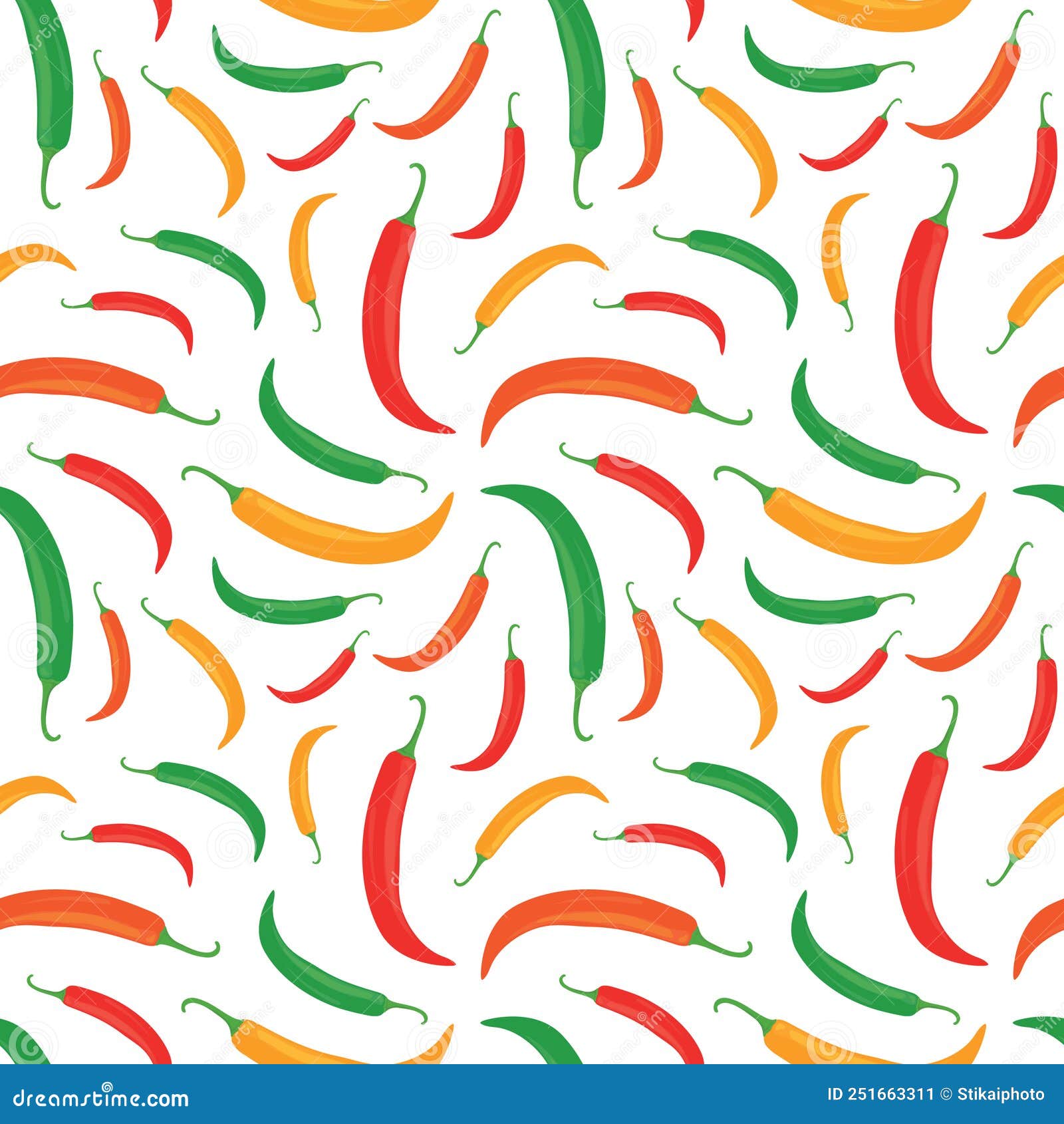 Seamless Vector Pattern Background of Chili Peppers Made of Simple ...