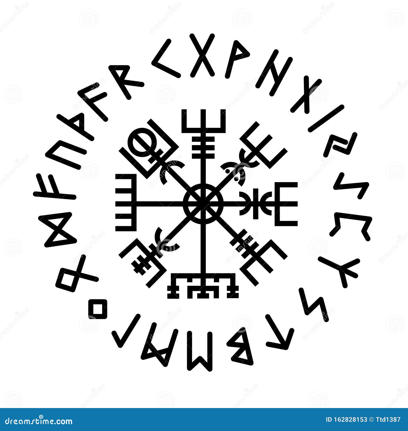 Vegvisir. Runes Futhark Mythology Odin Heathen Stock Illustration ...