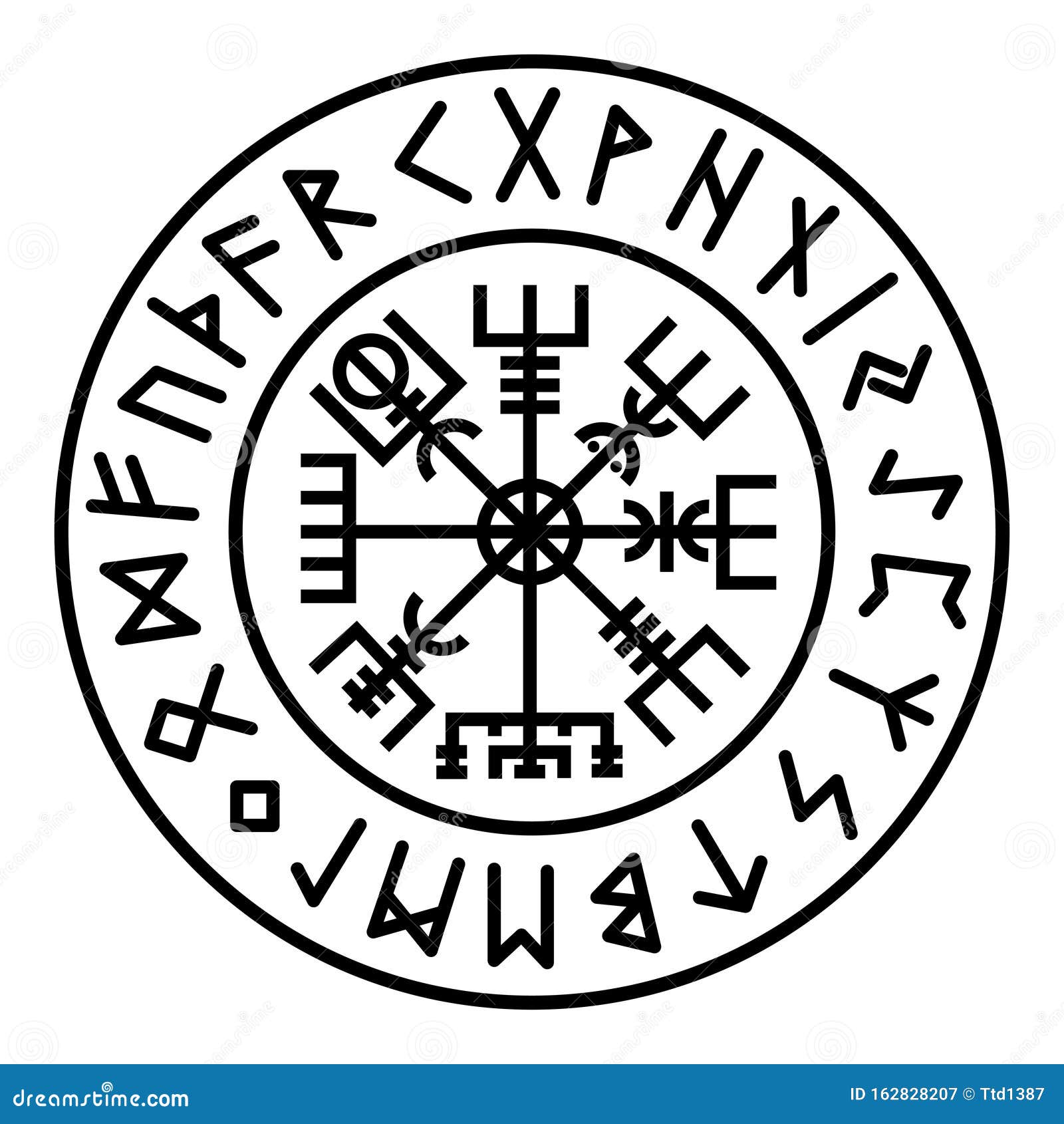 Vegvisir. Runes Futhark Mythology Pagan Heathen Stock Illustration ...