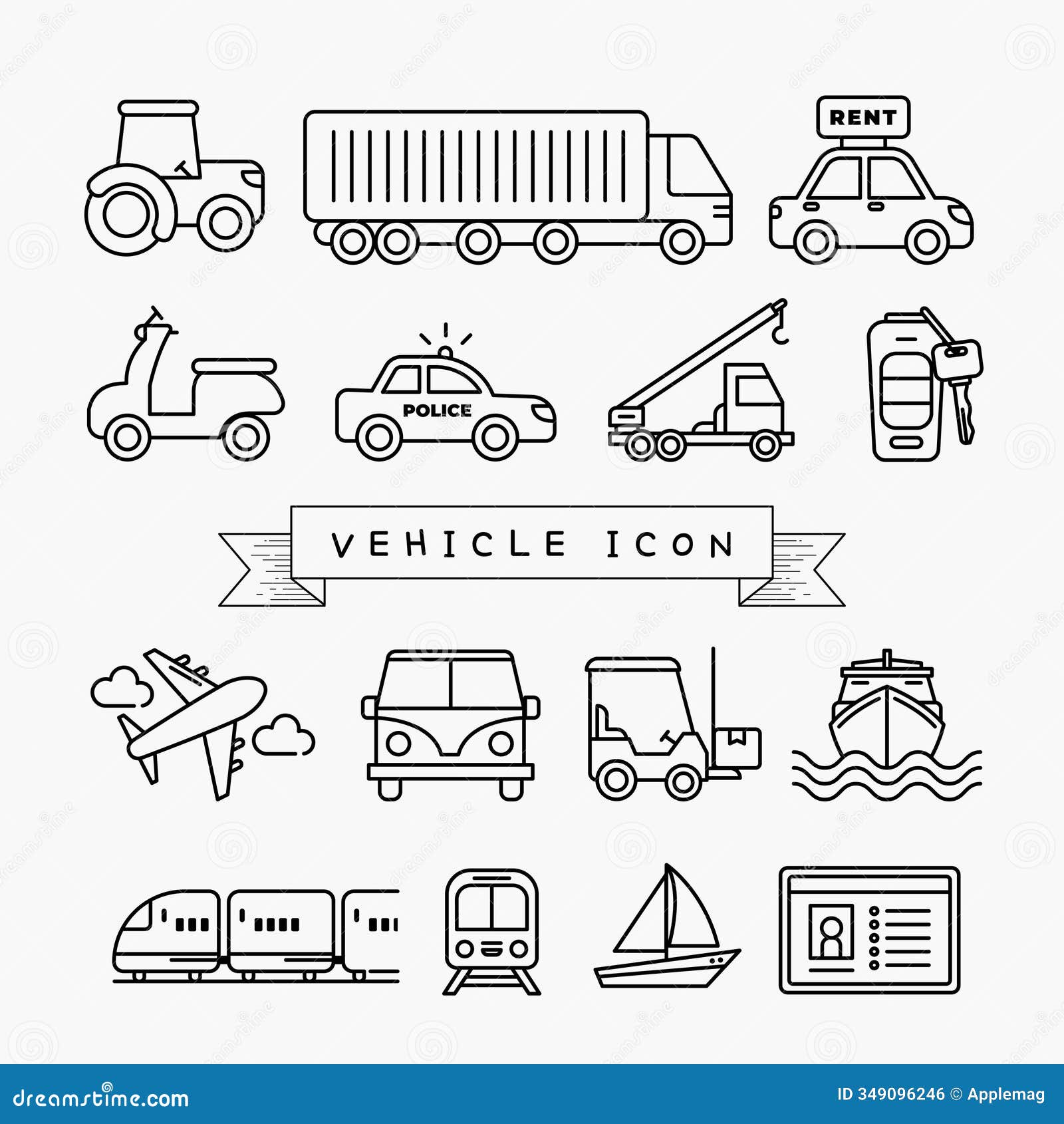 Simple Set of Car and Public Transportation Related Vector Thin Outline ...