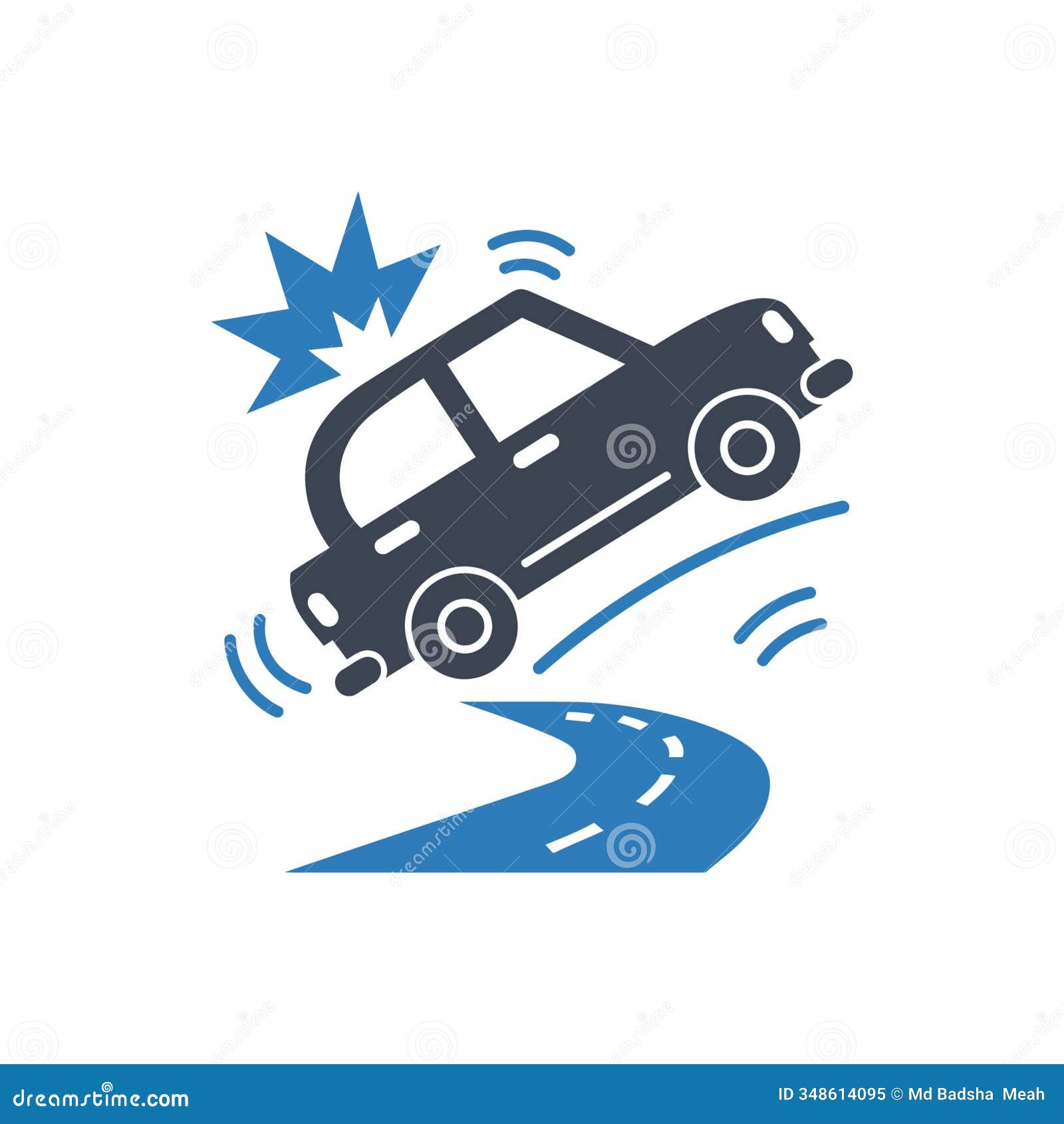 Vehicle Accident Road icon stock vector. Illustration of curve - 348614095
