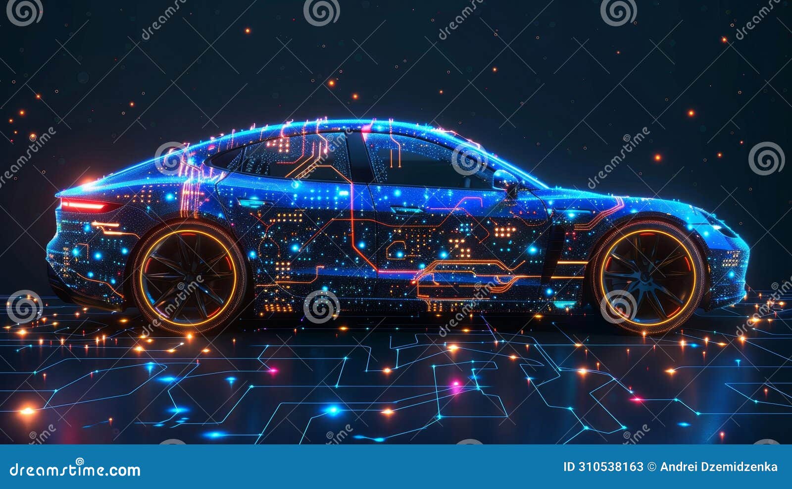 Vehicle with an Autonomous Motor. Abstract Modern of a Car in the Form ...