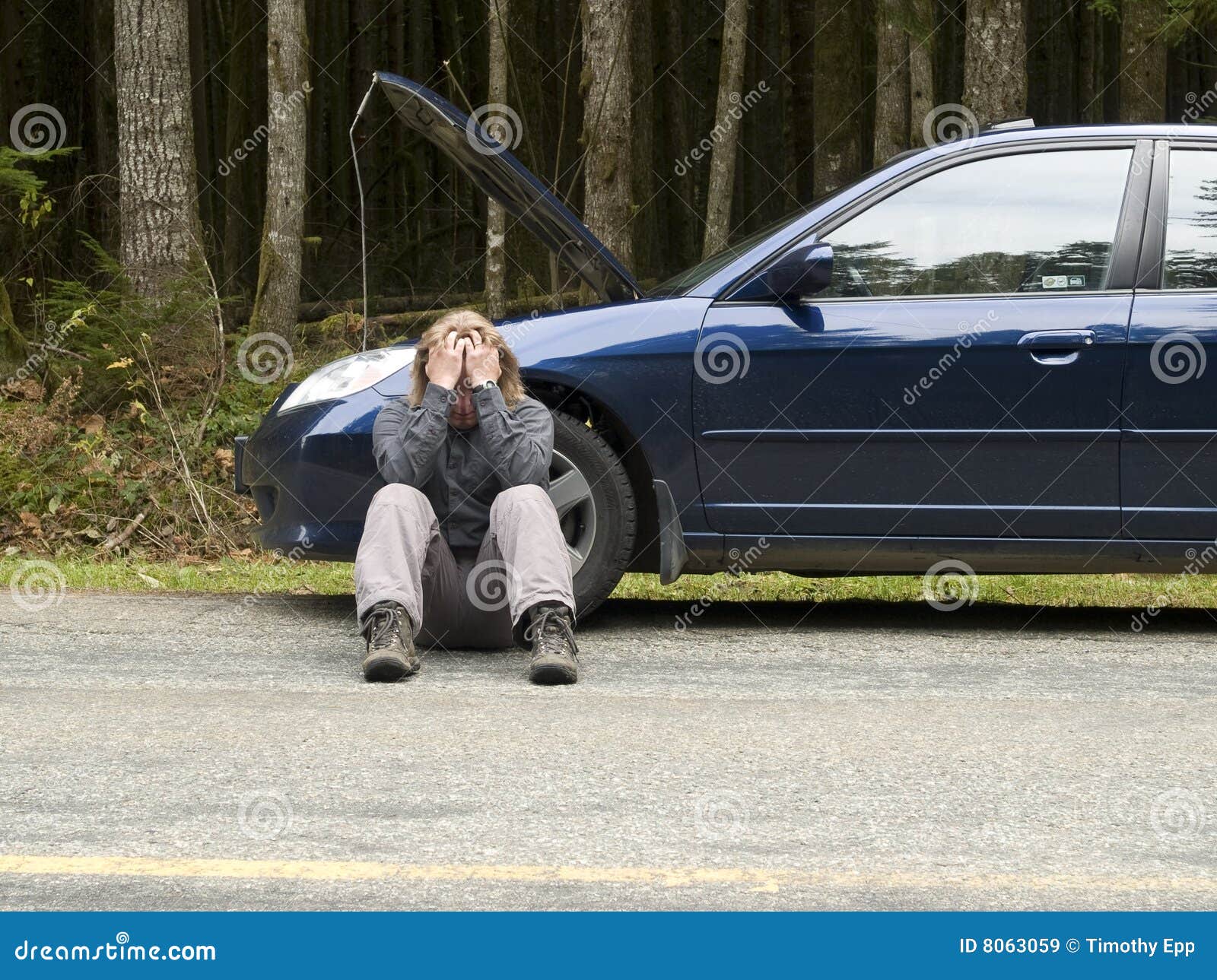 Vehicle Breakdown Frustration Stock Image - Image of waiting, helpless ...