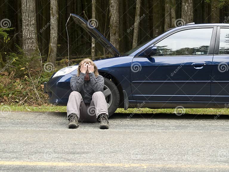 Vehicle Breakdown Frustration Stock Image - Image of waiting, helpless ...