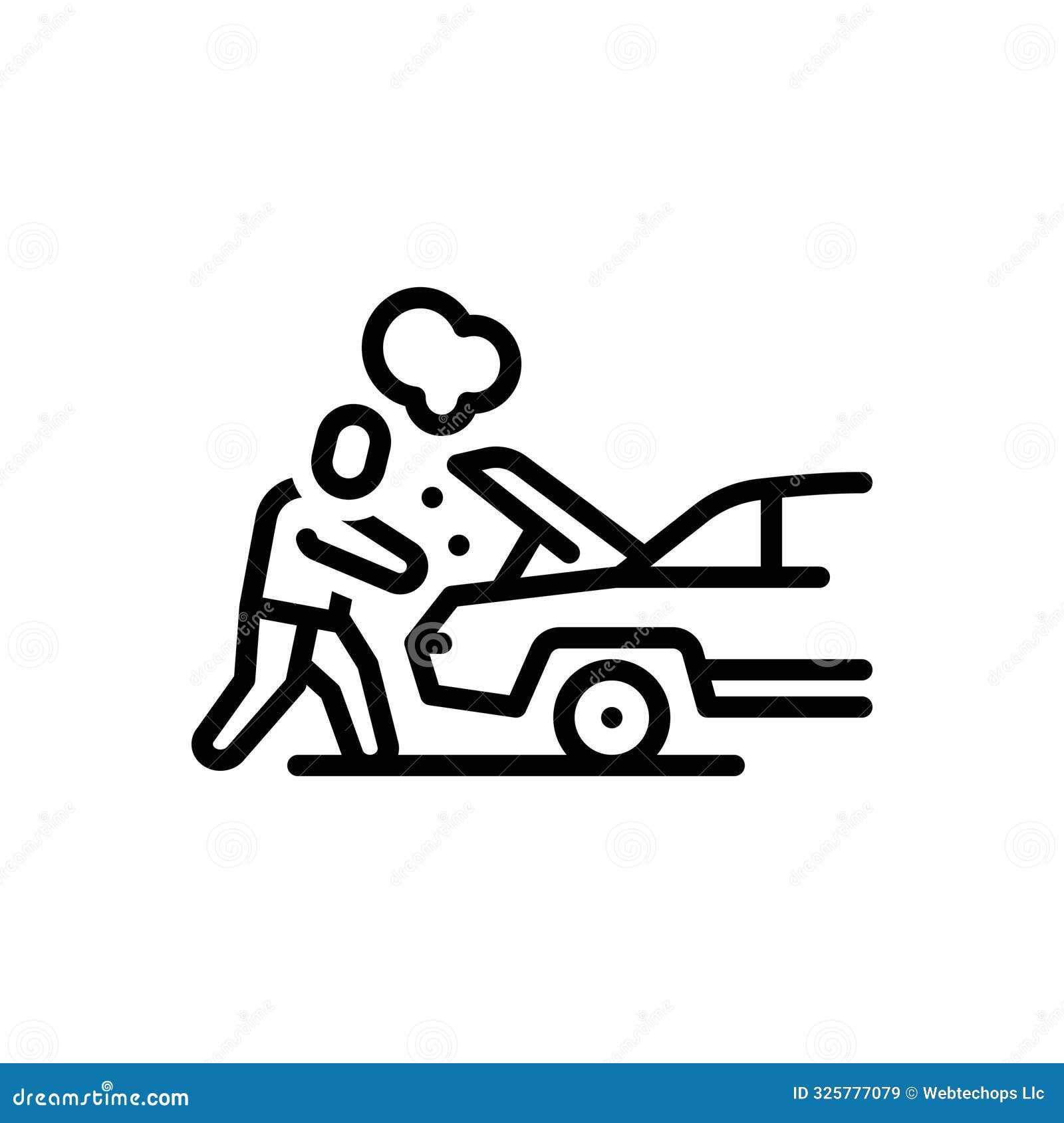 Black Line Icon For Vehicle Breakdown, Vehicle And Accident Cartoon ...