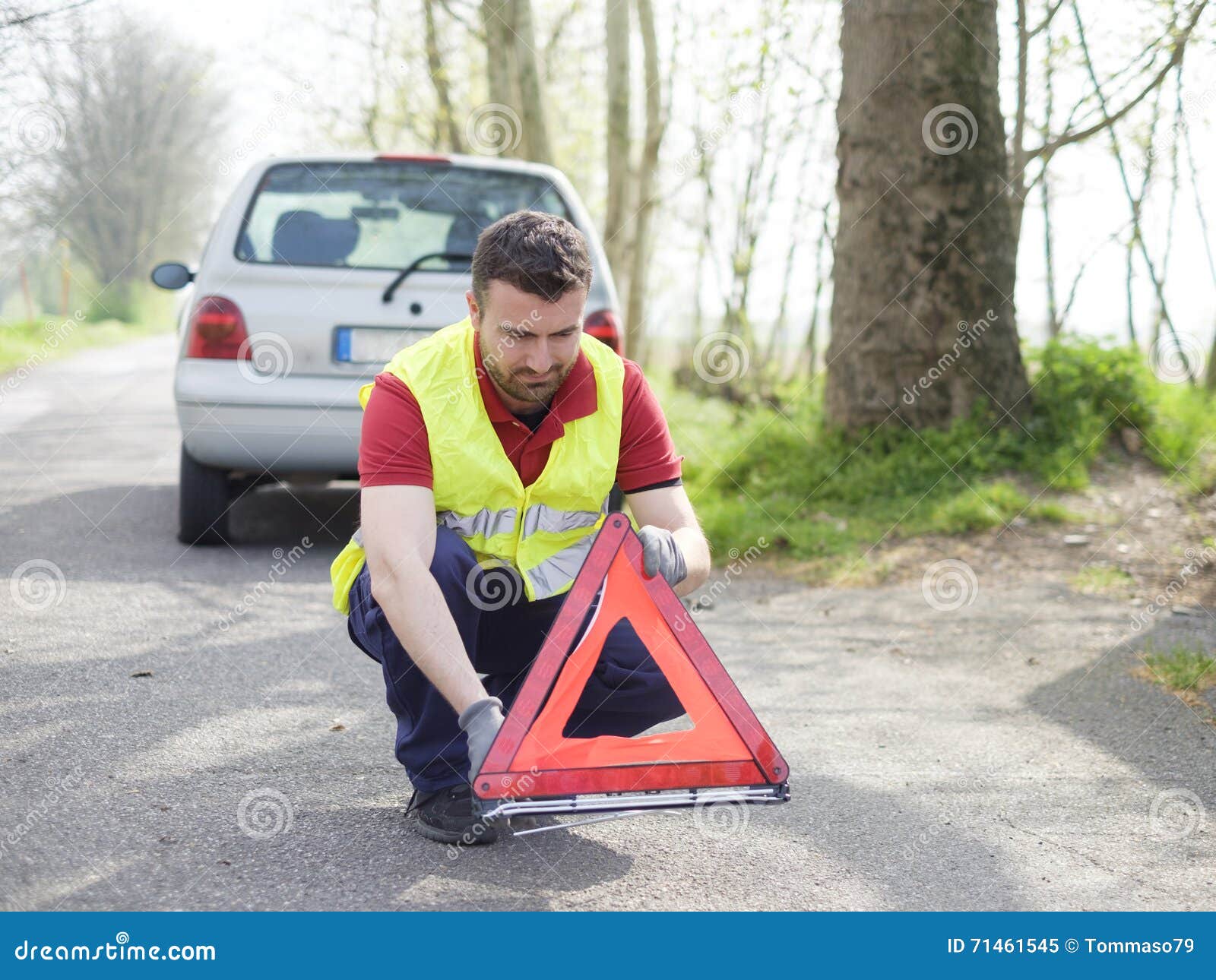 Vehicle Breakdown Man Mechanic Stock Image - Image of help, highway ...