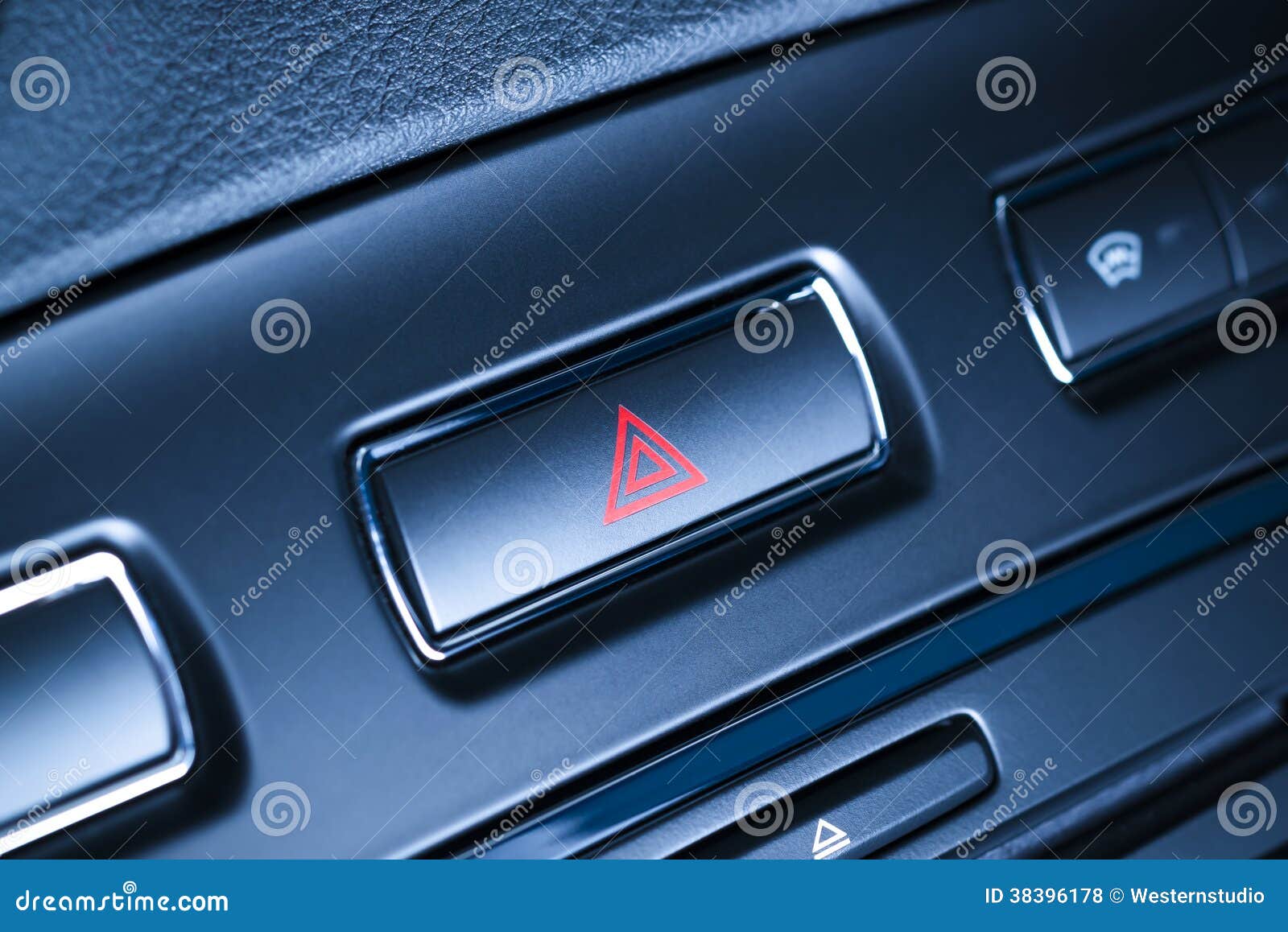 Vehicle, Car Hazard Warning Flashers Button with Visible Red Triangle ...