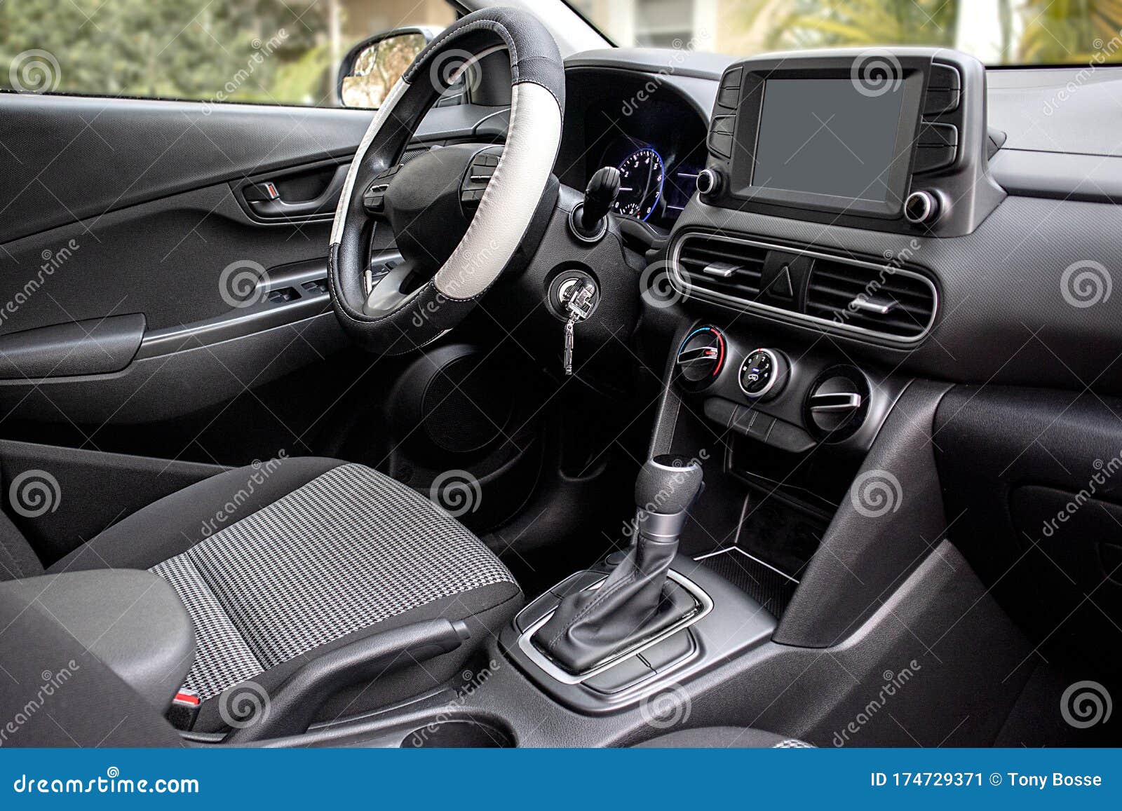 Car Interior with Built in Navigation Display Unit Stock Image - Image ...