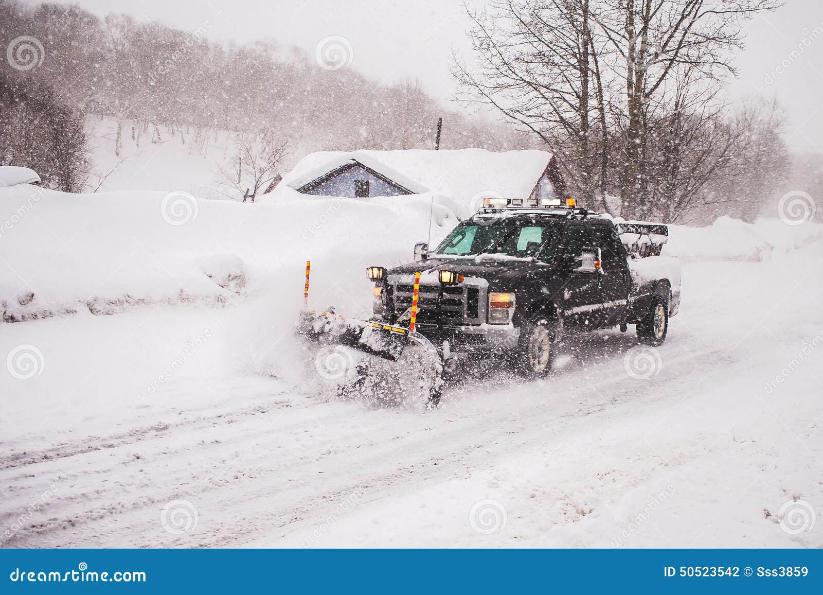 The Vehicle for Clearing Roads of Snow Stock Photo - Image of skidding ...