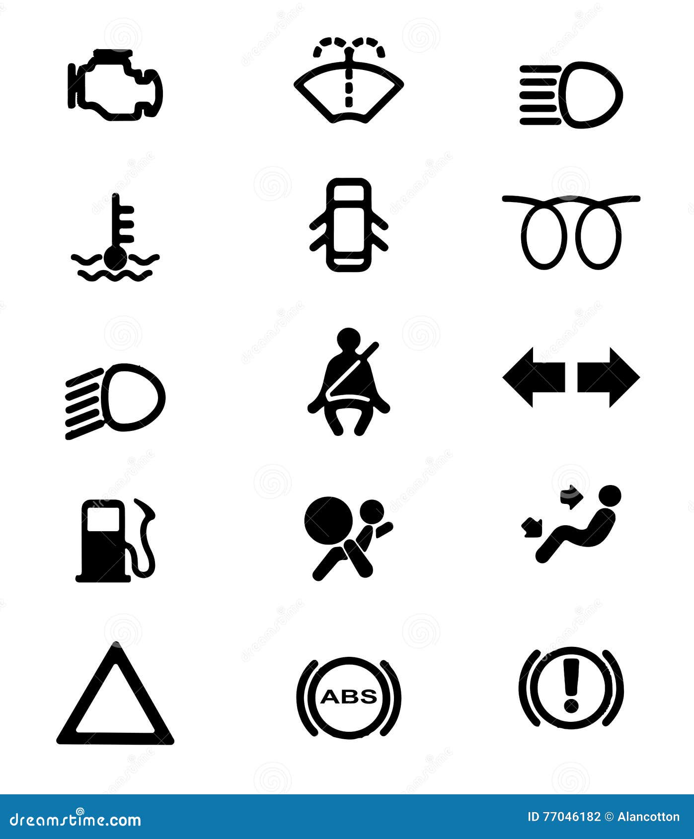 Vehicle Dash Warning Icons stock vector. Illustration of indicators ...