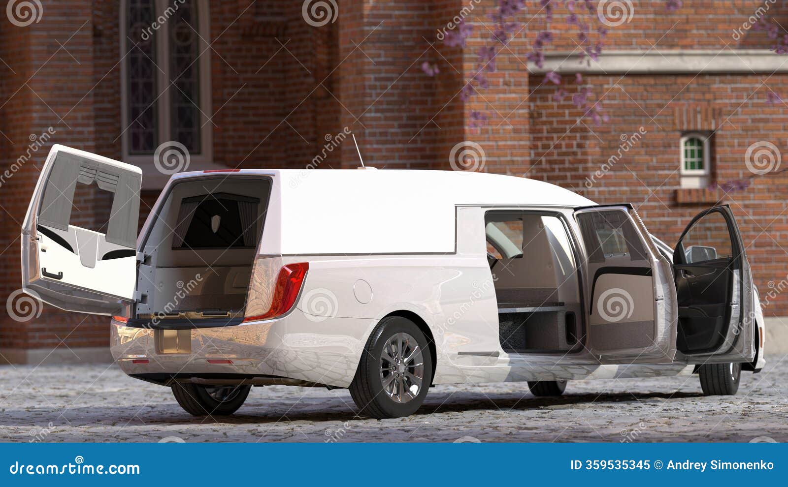 Elegant Modern Funeral Hearse with Open Doors Stock Image - Image of ...