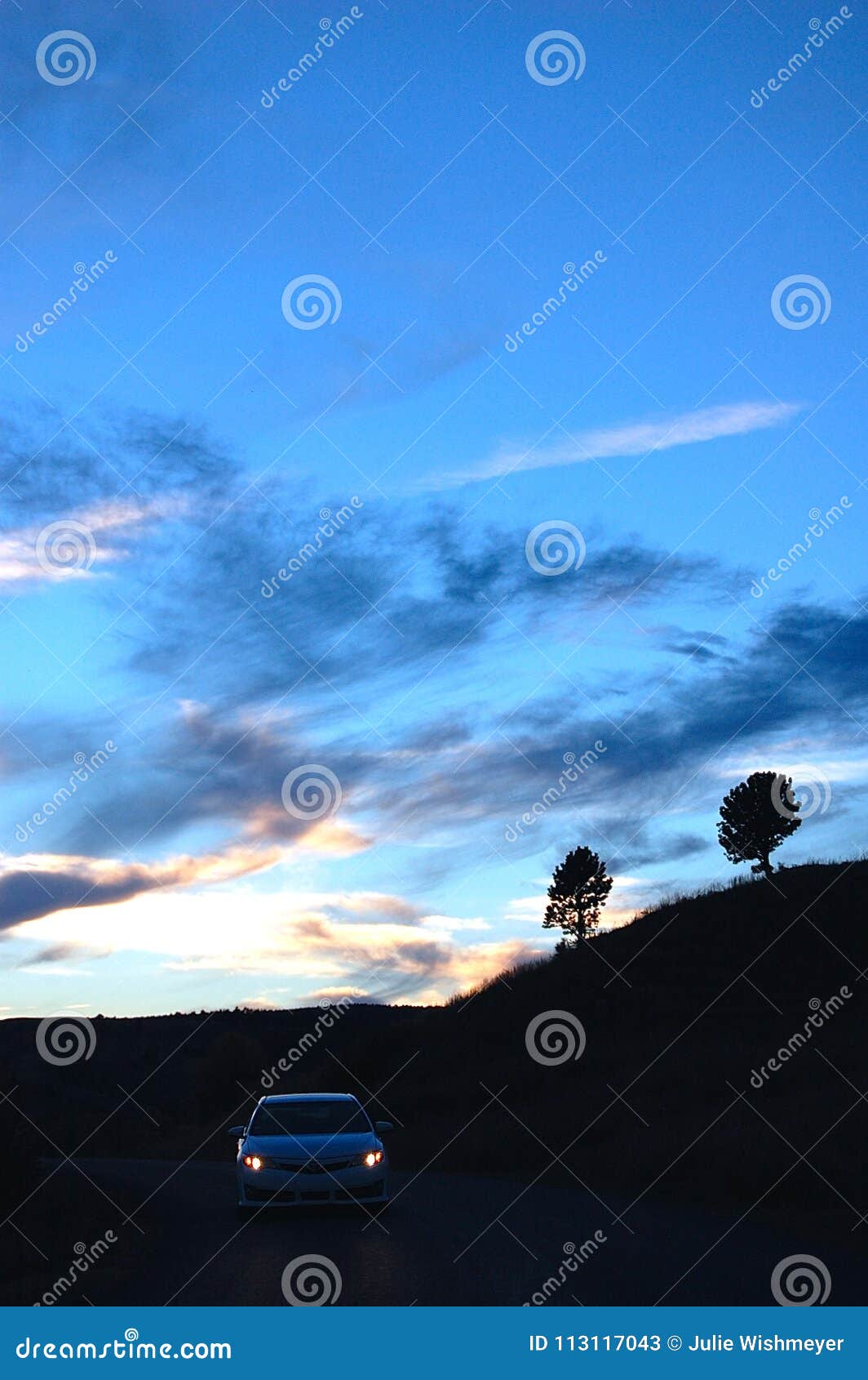 Night Driving with Headlights on Stock Image - Image of rural ...