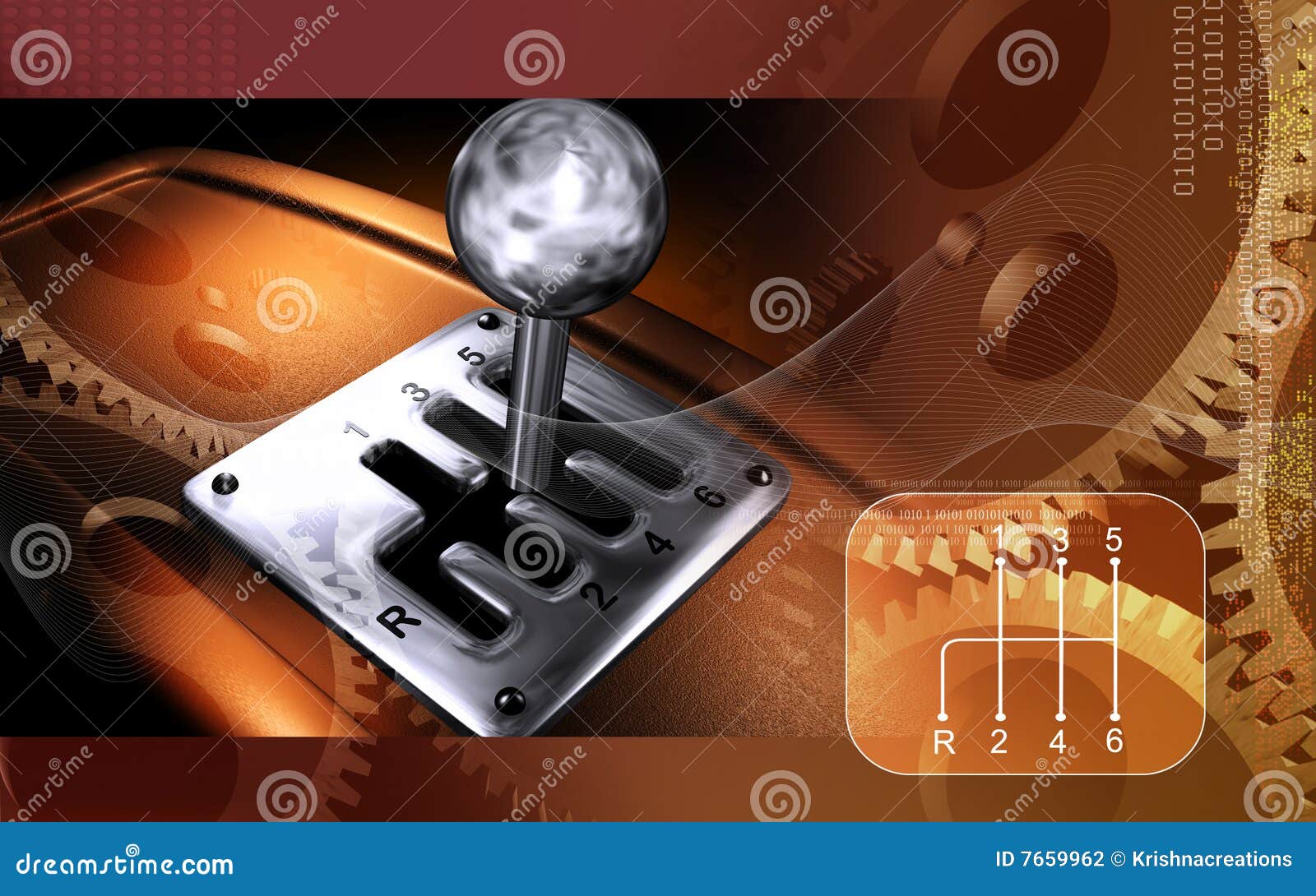 Vehicle Gear Lever Movement Stock Illustration - Illustration of brown ...