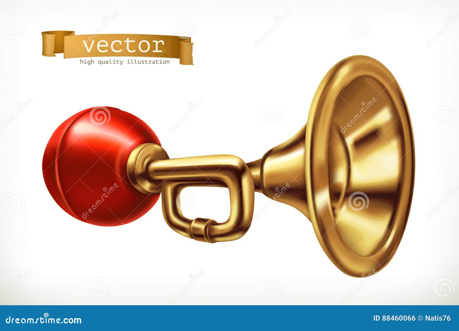 Attention Beep Trumpet Isolated. Caution Hooter. Red Triangle Road Sign ...