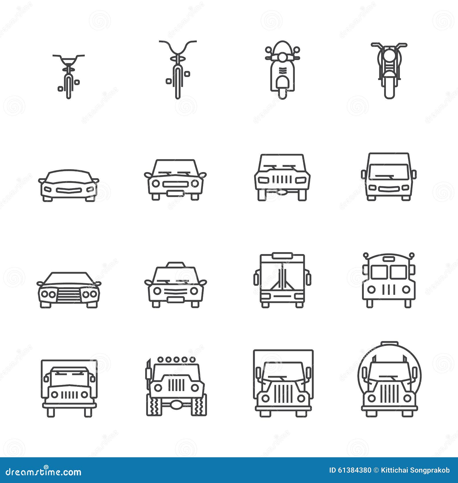 Vehicle Icon Sets, Line Icons. Stock Vector - Illustration of element ...