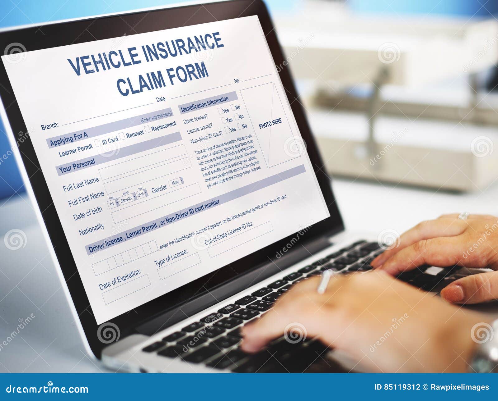 Vehicle Insurance Claim Form Benefit Concept Stock Photo - Image of ...