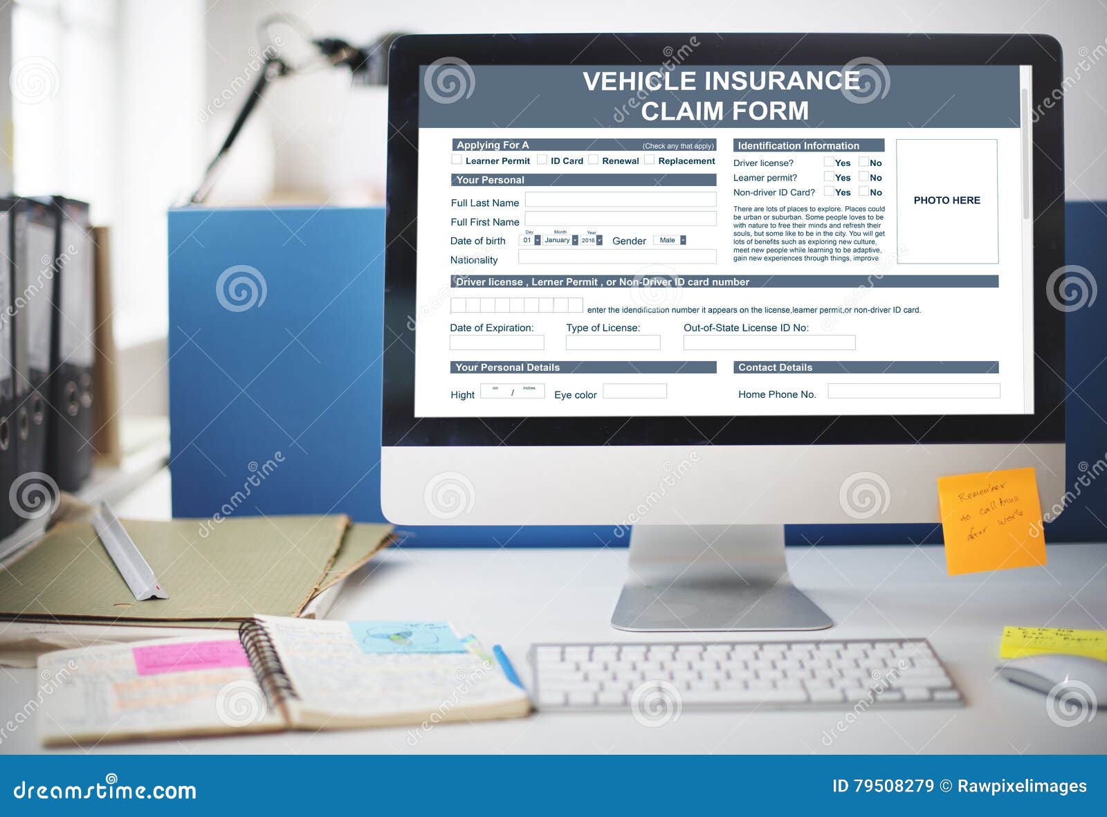 Vehicle Insurance Claim Form Benefit Concept Stock Image - Image of ...