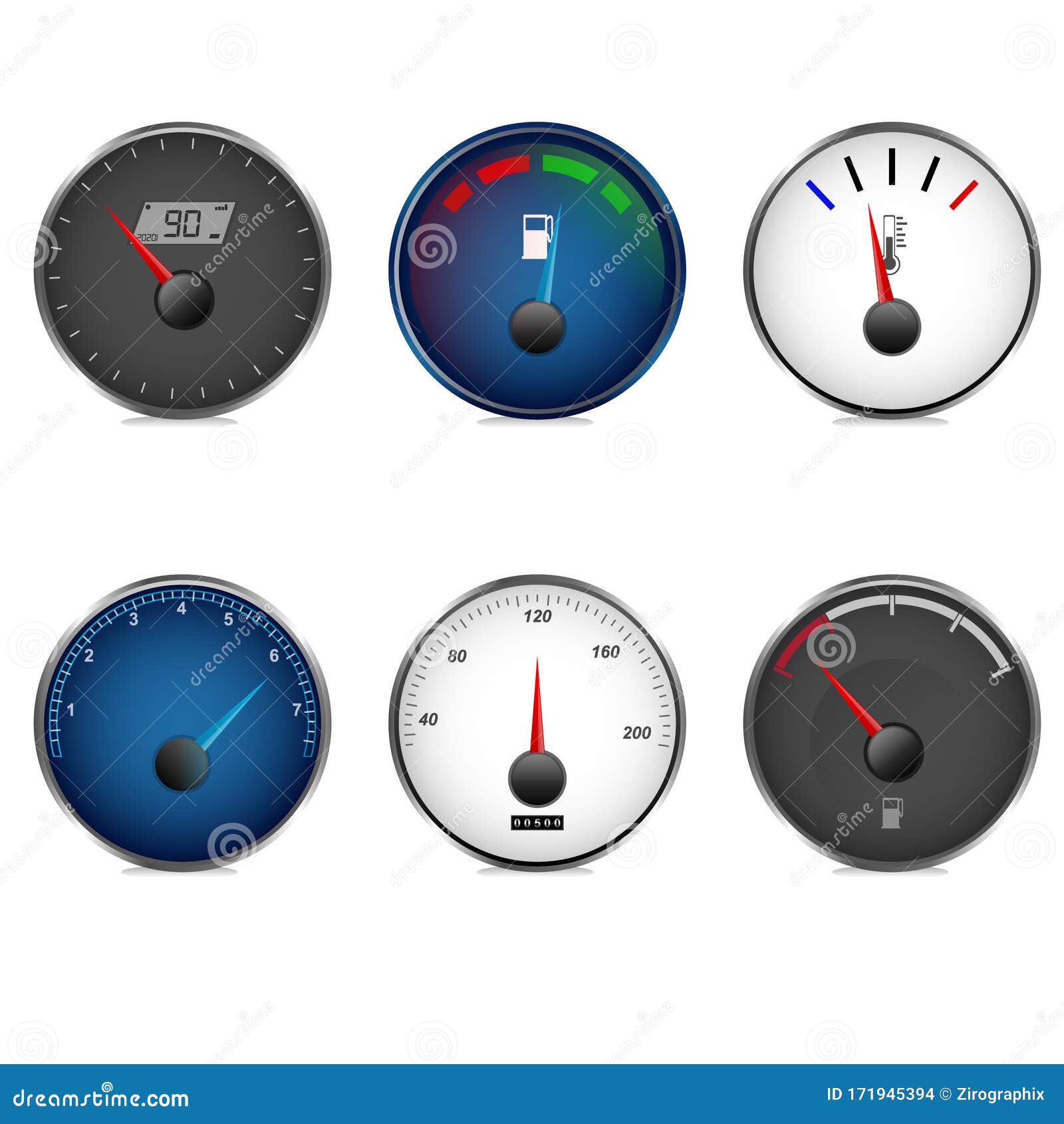 Vehicle Meter Set Vector Illustration Stock Illustration - Illustration ...