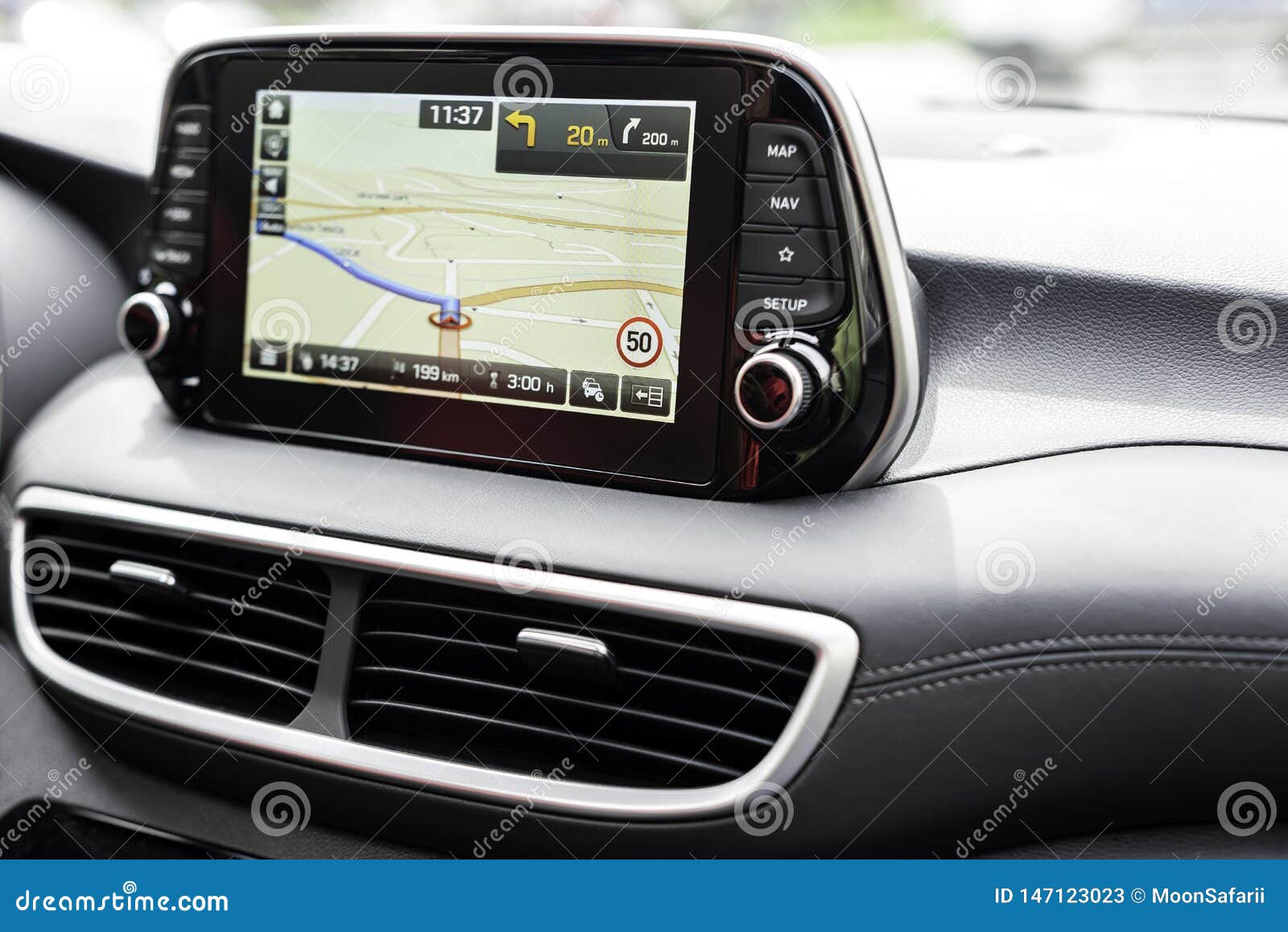 Vehicle Modern Navigation System Close Up Stock Image - Image of drive ...