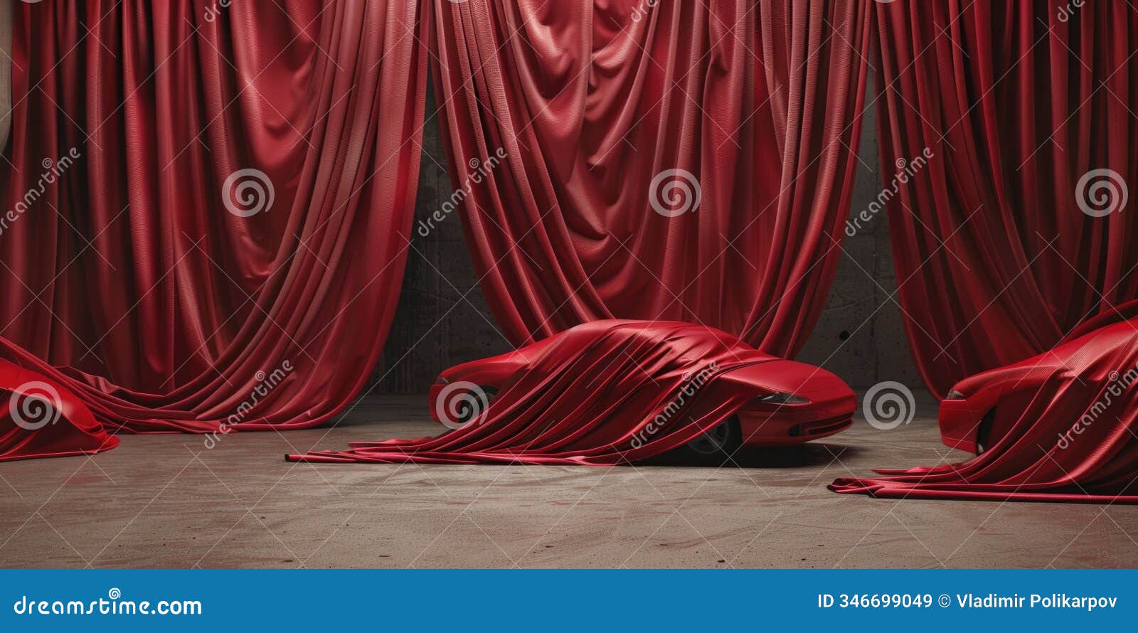 A Vehicle Partially Concealed by a Bright Red Covering, Often Used for ...