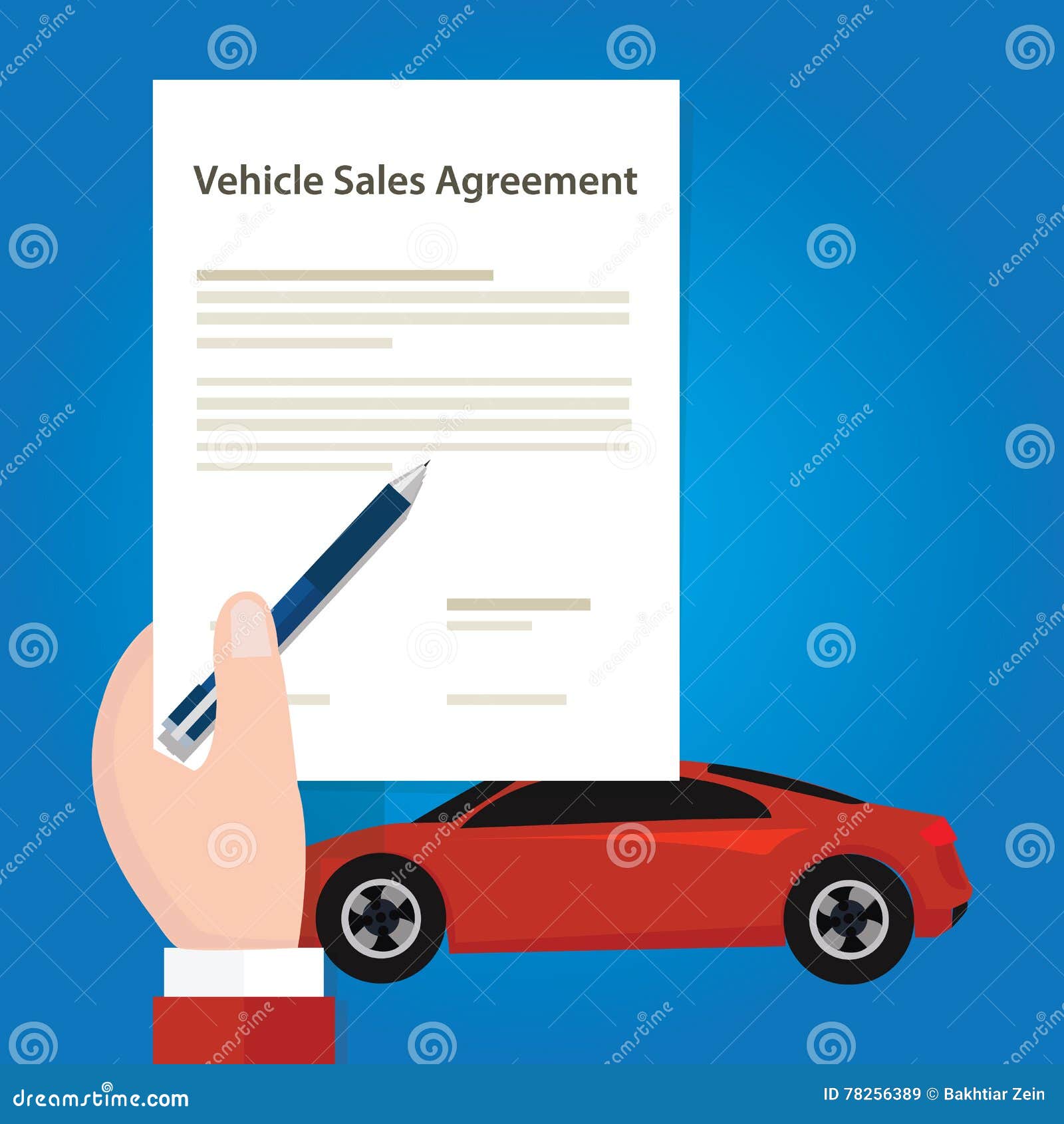 Vehicle Sales Agreement Document Paper Car Hand Holding Stock Vector ...