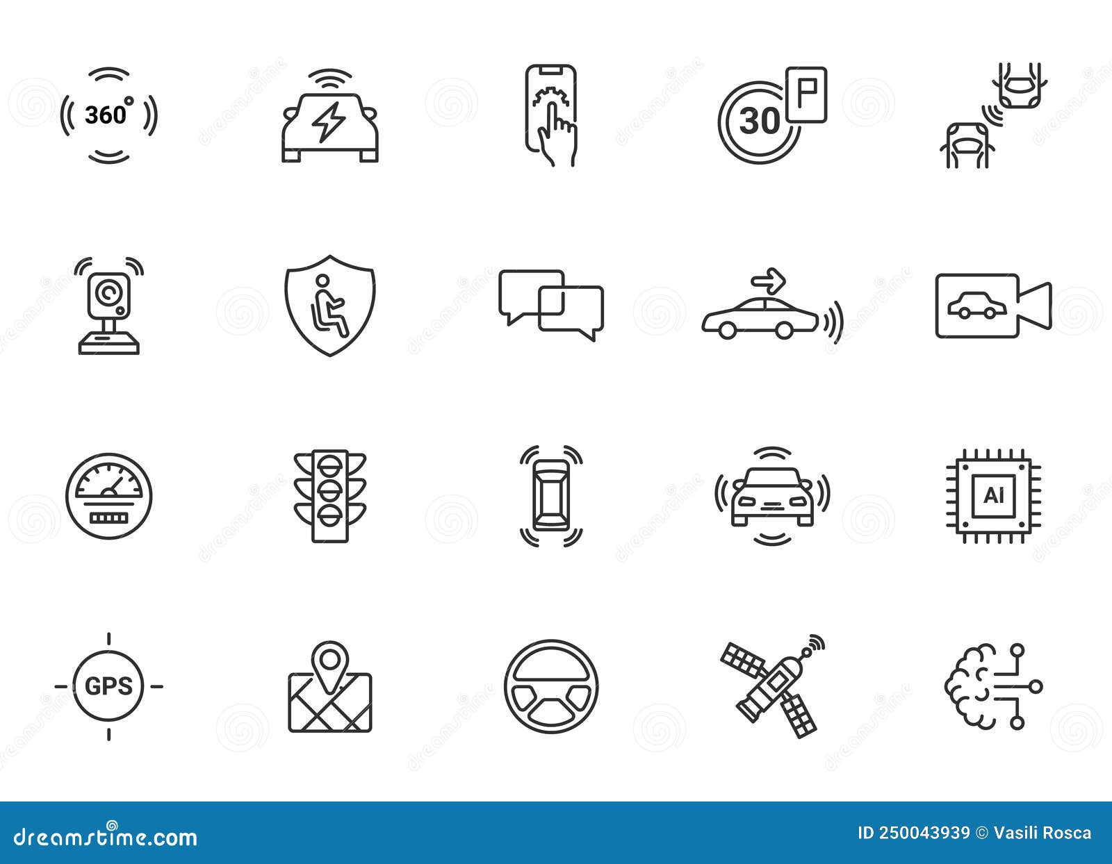 Vehicle Smart Car Self Driving Icon. Automatic Driver Autopilot Smart ...