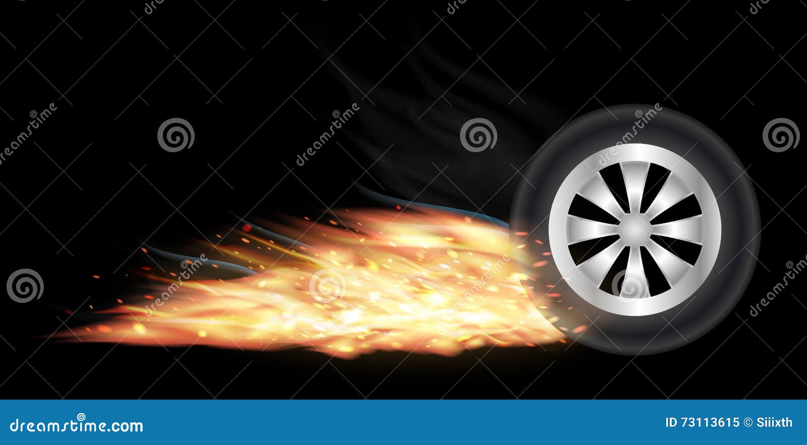 Vehicle Wheel with Fire Burning Stock Vector - Illustration of isolated ...
