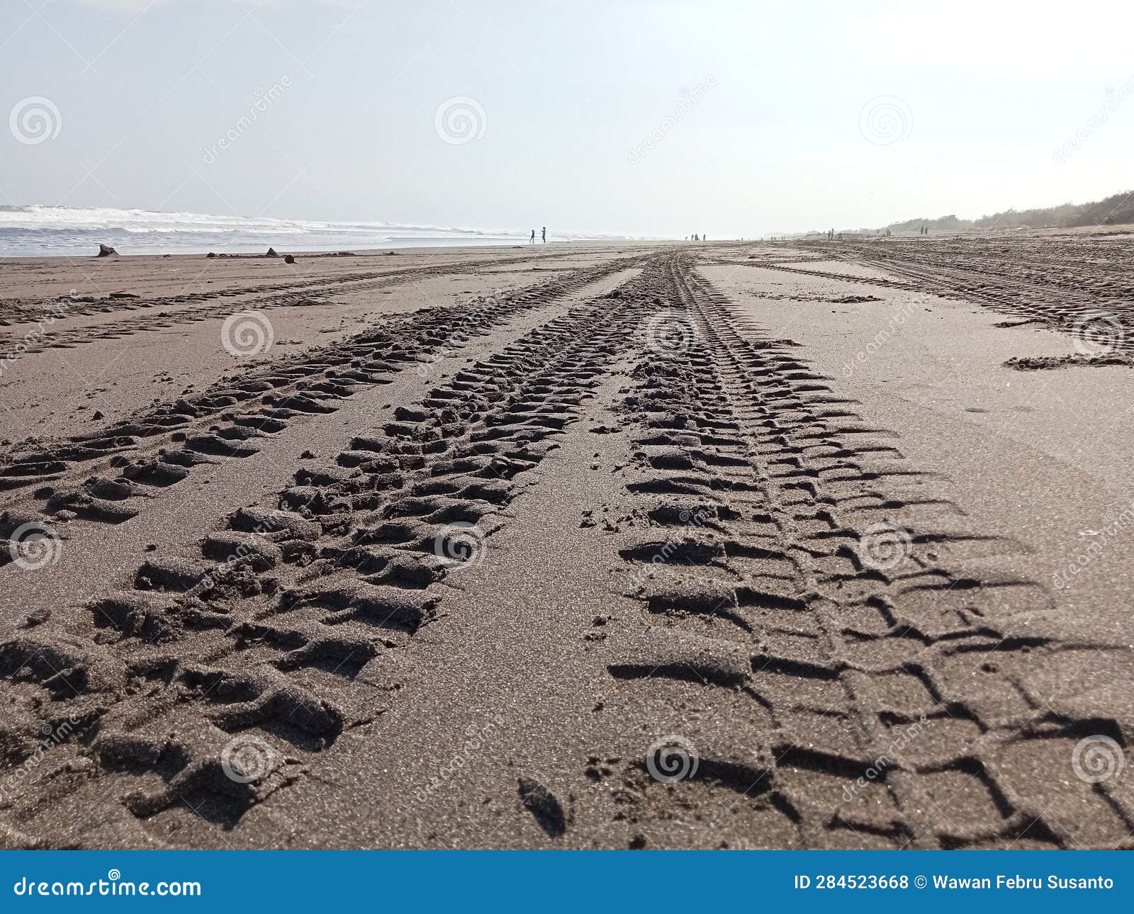 Vehicle Wheel Tracks on the Beach Sand Stock Photo - Image of sand ...