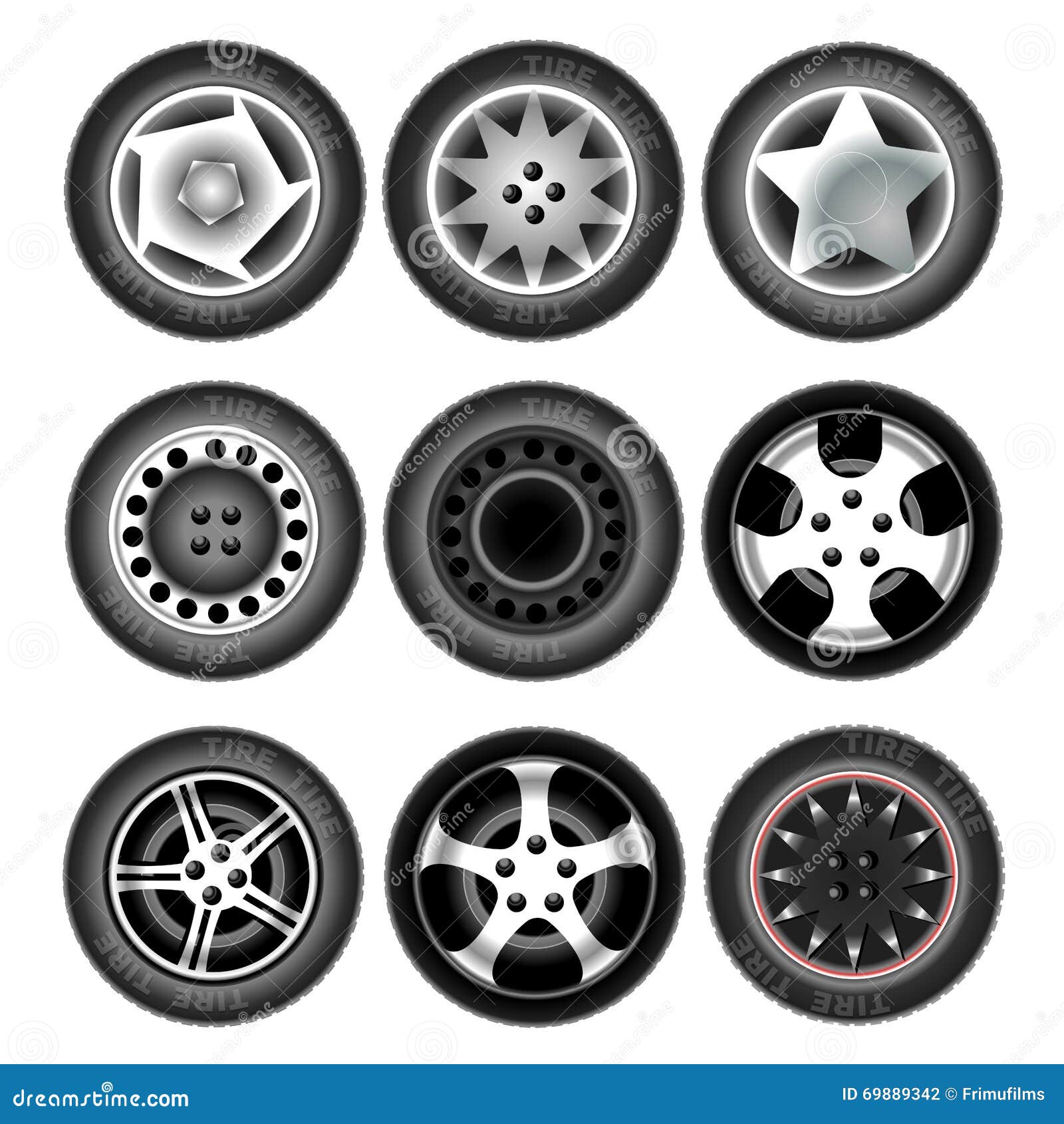 Vehicle wheels and tires stock vector. Illustration of circle - 69889342