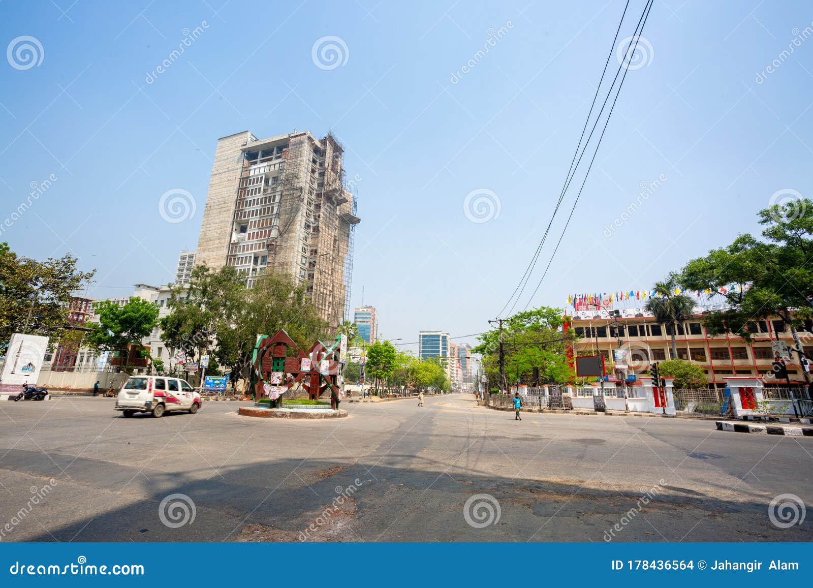 Vehicles are Empty on the Road Around Zero Point in Dhaka Editorial ...