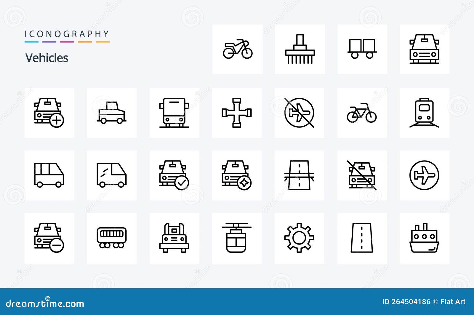 25 Vehicles Line Icon Pack. Vector Icons Illustration Stock Vector ...