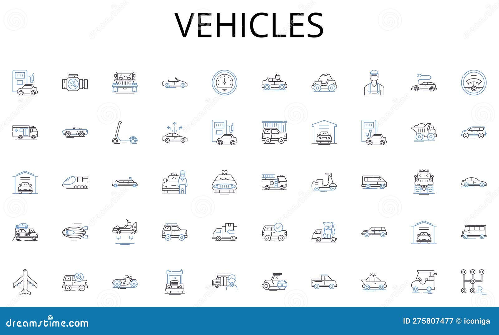 Vehicles Line Icons Collection. Online, Technology, Software, Webinar ...