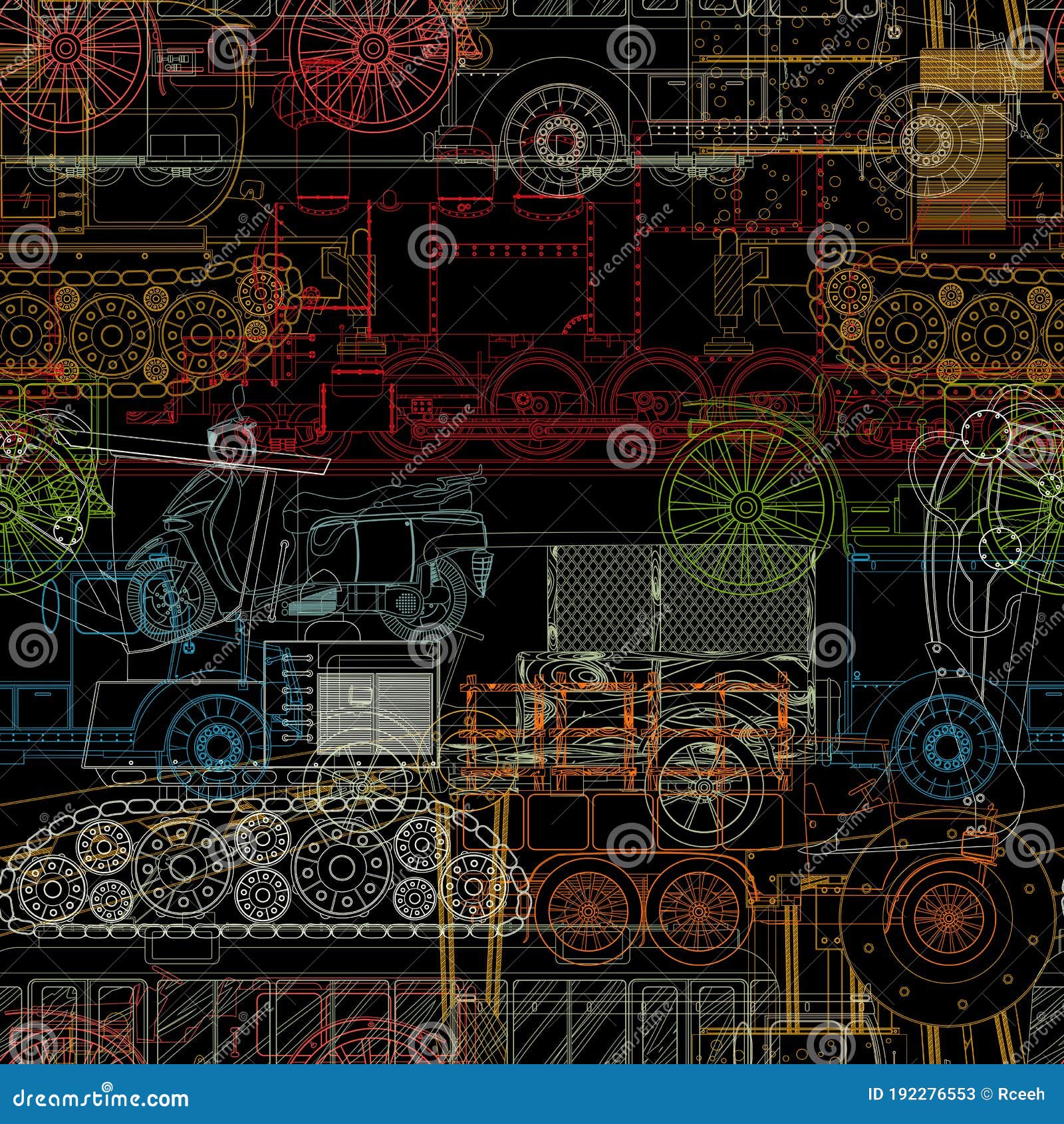 Vehicles pattern stock vector. Illustration of fabric - 192276553